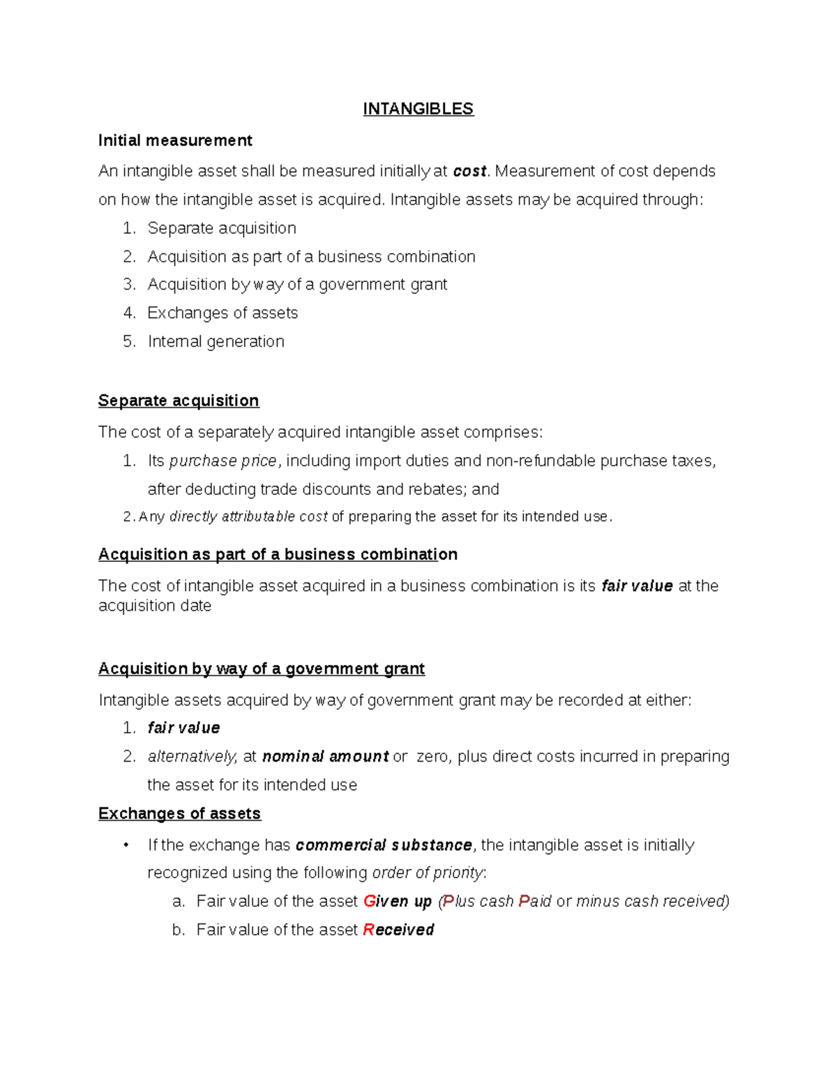 Intangibles Other Notes - INTANGIBLES Initial measurement An intangible ...