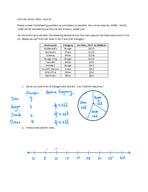 distributions , summary statistics - STA 100 - Studocu
