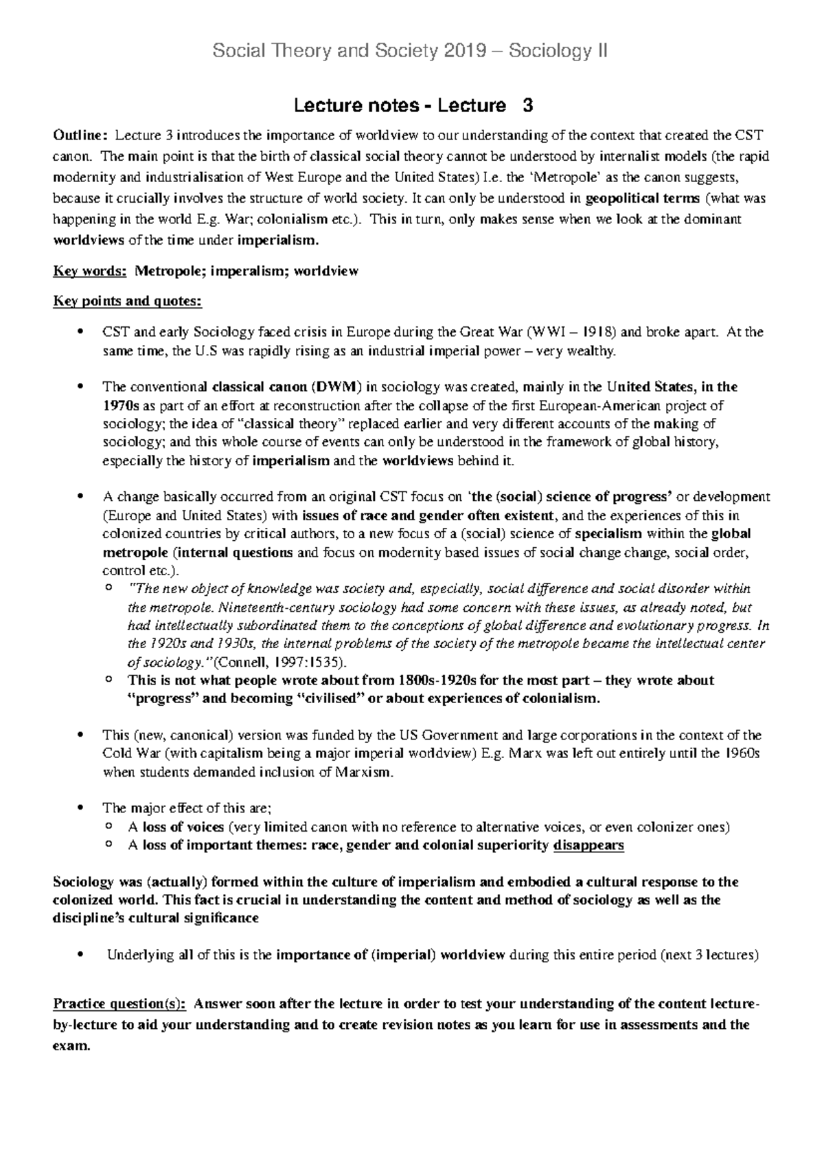Lecture 3 student notes - Lecture notes - Lecture 3 Outline: Lecture 3 ...