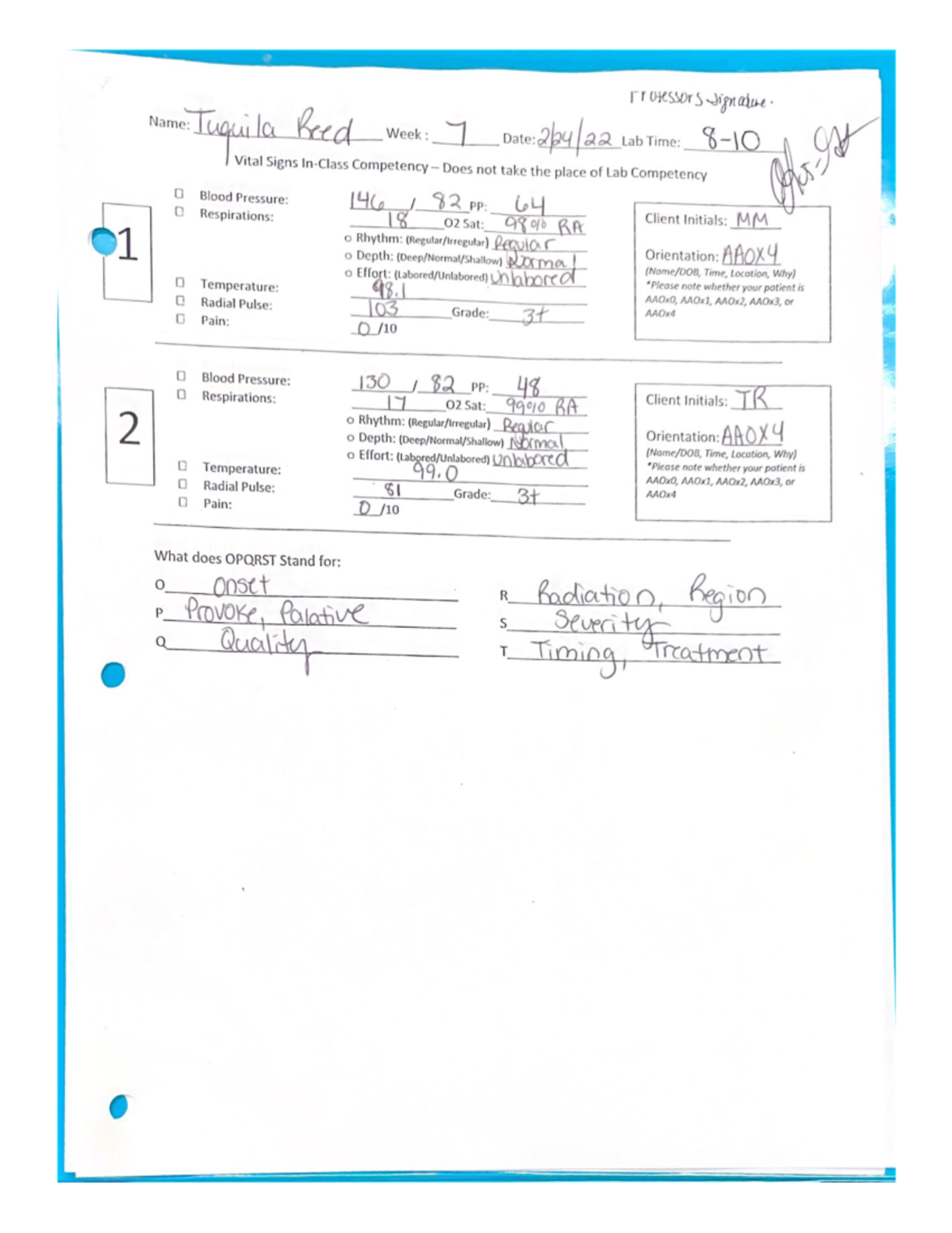 Vital Signs 7 - Lab work - PRN104 - Fortis - Studocu