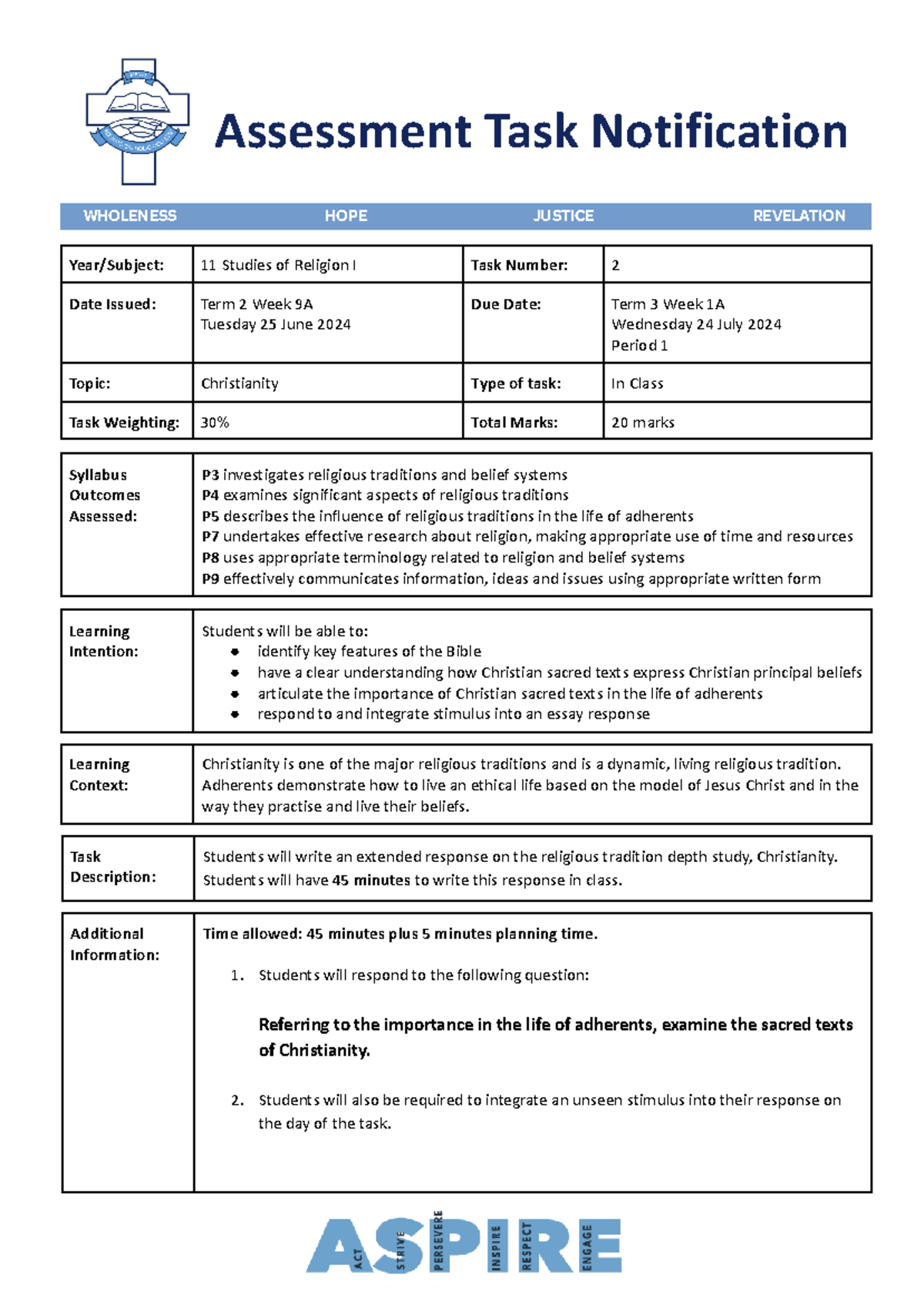11 So R I Notification - Task 2 2024 - Assessment Task Notification ...
