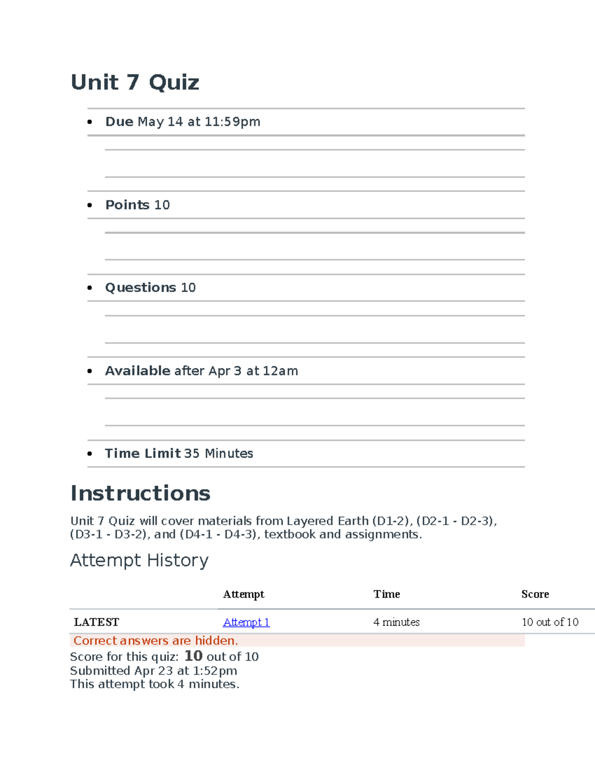 Unit 7 Quiz gel 101 - quiz - Unit 7 Quiz Due May 14 at 11:59pm Points ...