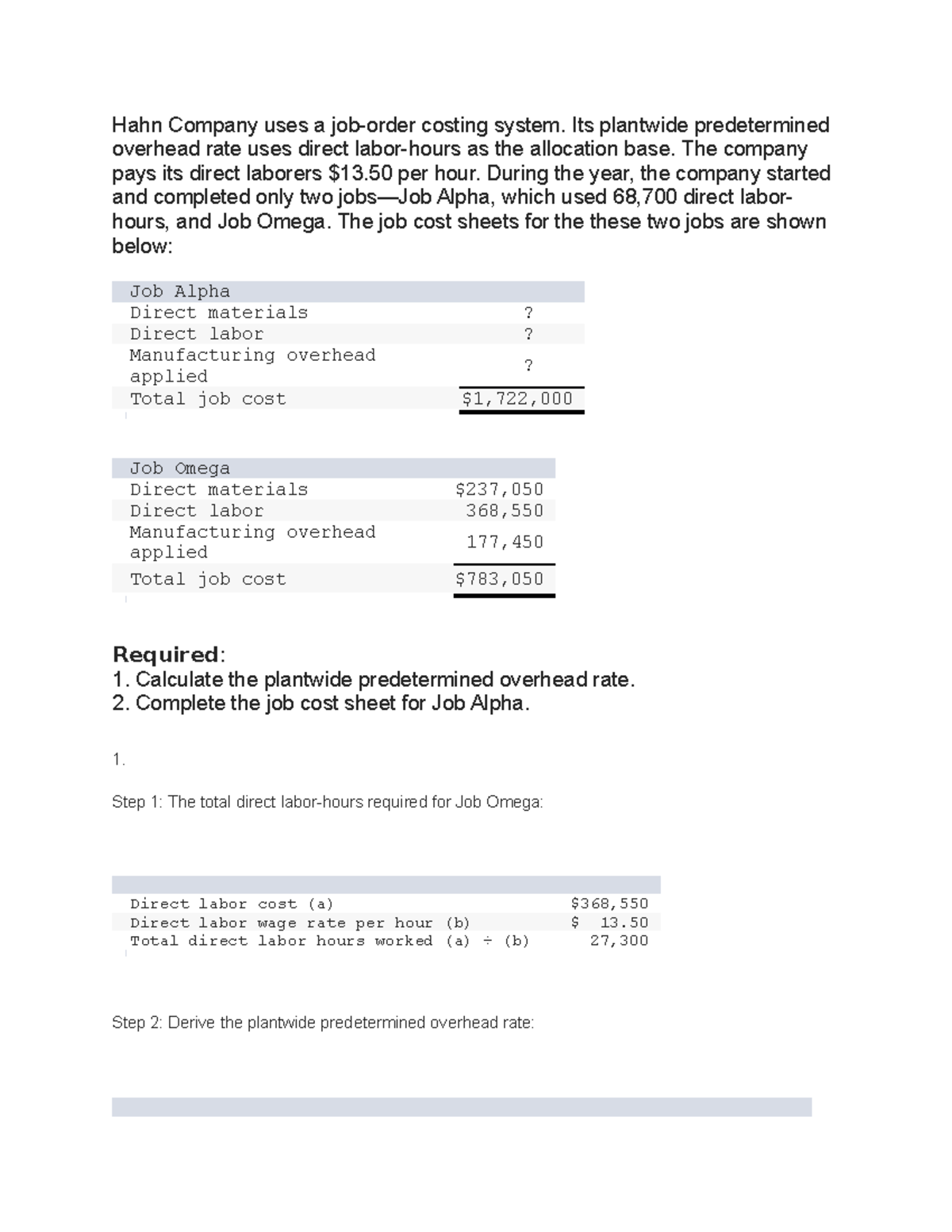 Management Accounting Week 3 Solution Hahn Company Uses A Job order