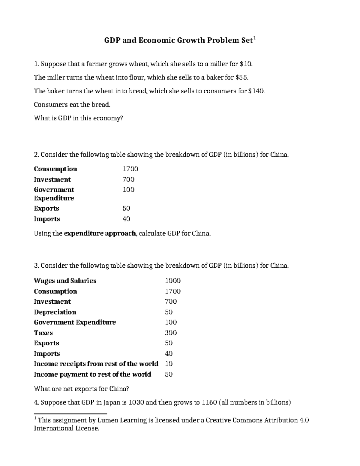 06+GDP+and+Economic+Growth - GDP and Economic Growth Problem Set 1 1 ...