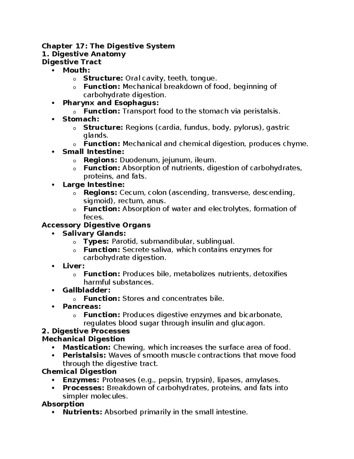 Chapter 17- The Digestive System - Digestive Anatomy Digestive Tract ...