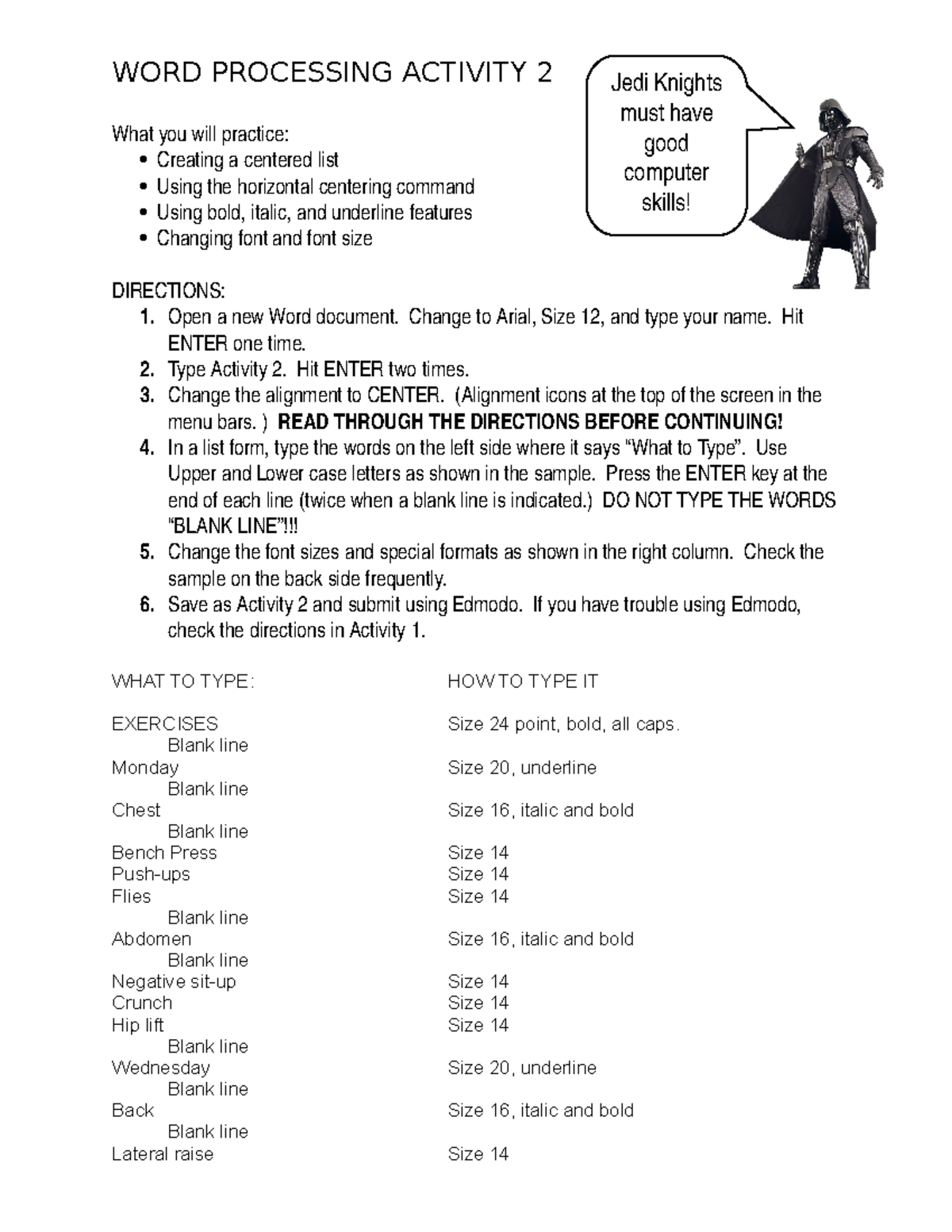 Activity 2 - Lecture notes 1 - WORD PROCESSING ACTIVITY 2 What you will ...