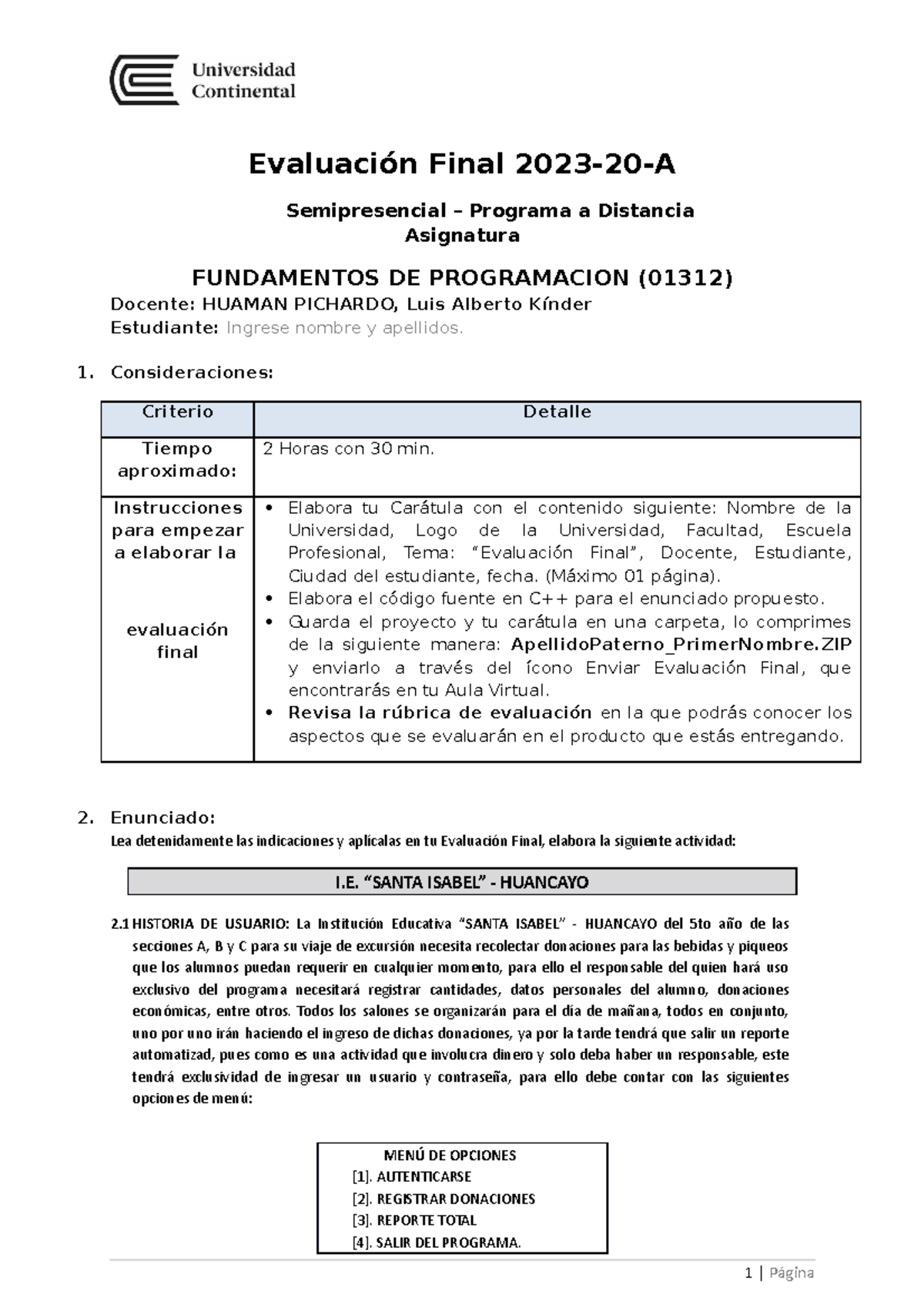 EVA FIN FUN PRO 2023-20-A- Lakhp - Evaluación Final 2023-20-A Semipresencial – Programa a ...