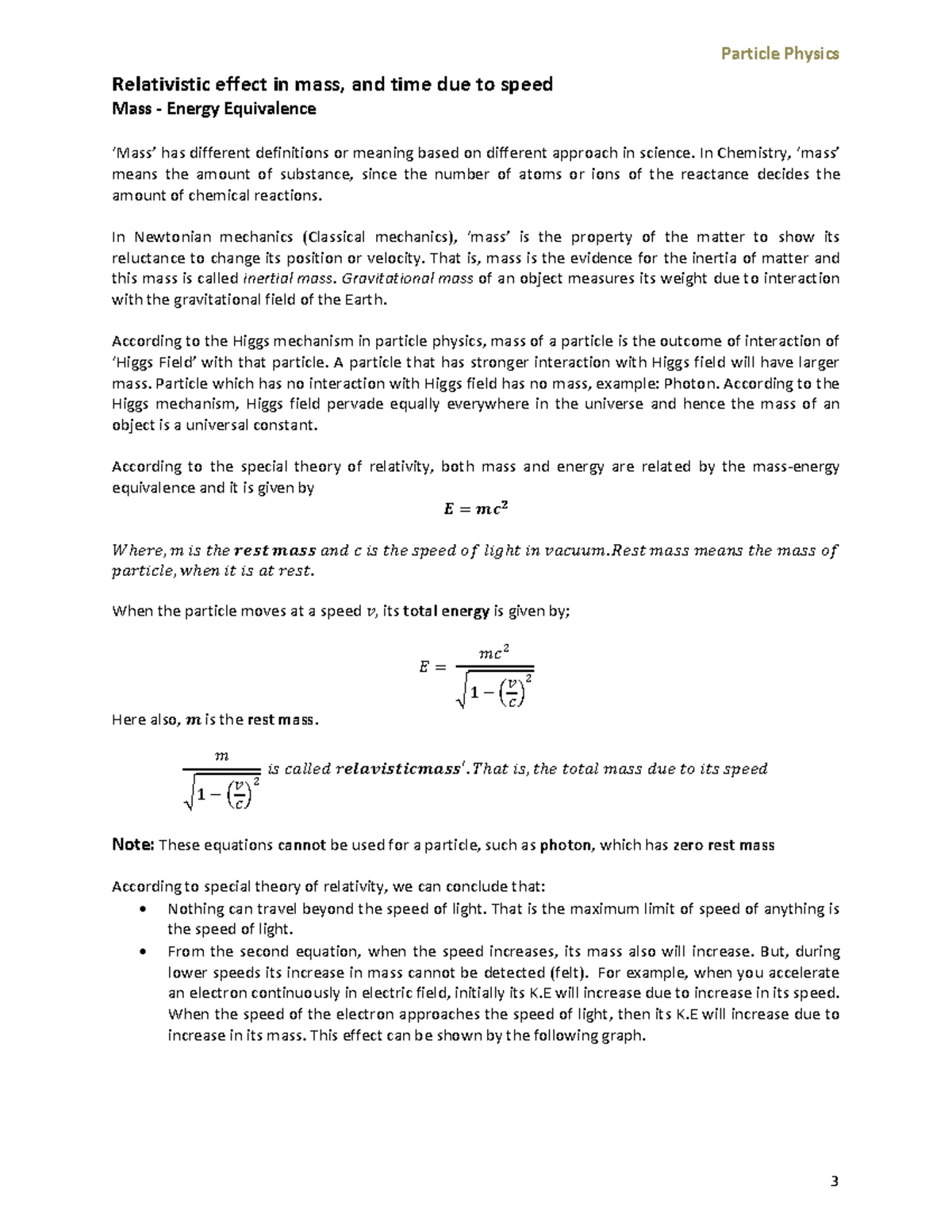Particle Physics Notes SET-2 - Particle Physics 3 Relativistic effect ...