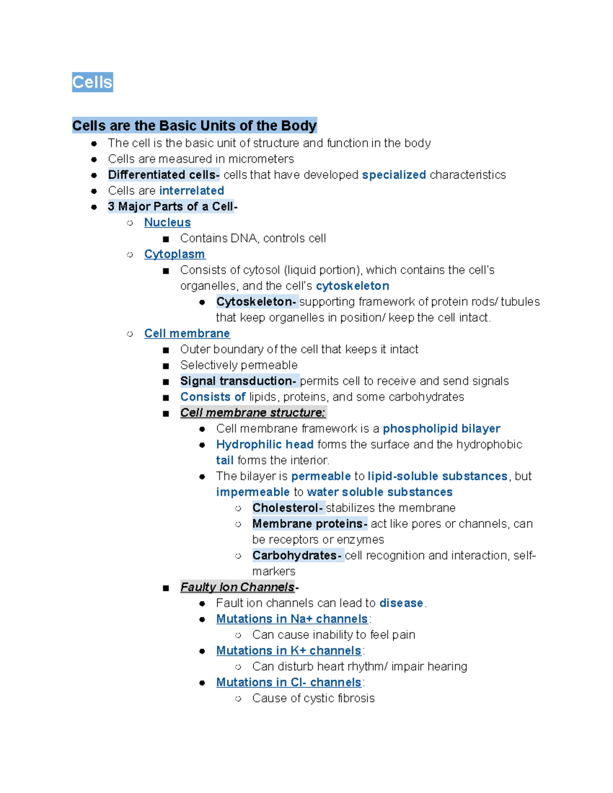 Cells are the Basic Units of the Body - Cells Cells are the Basic Units ...