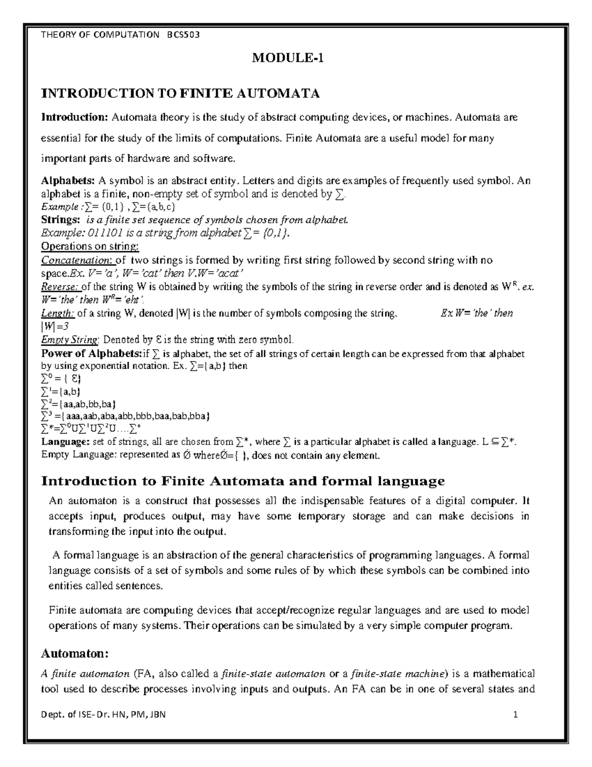Module 3 -TOC - Notes - module3 aSb. Imp (CFG). aasbb. A Context Free ...