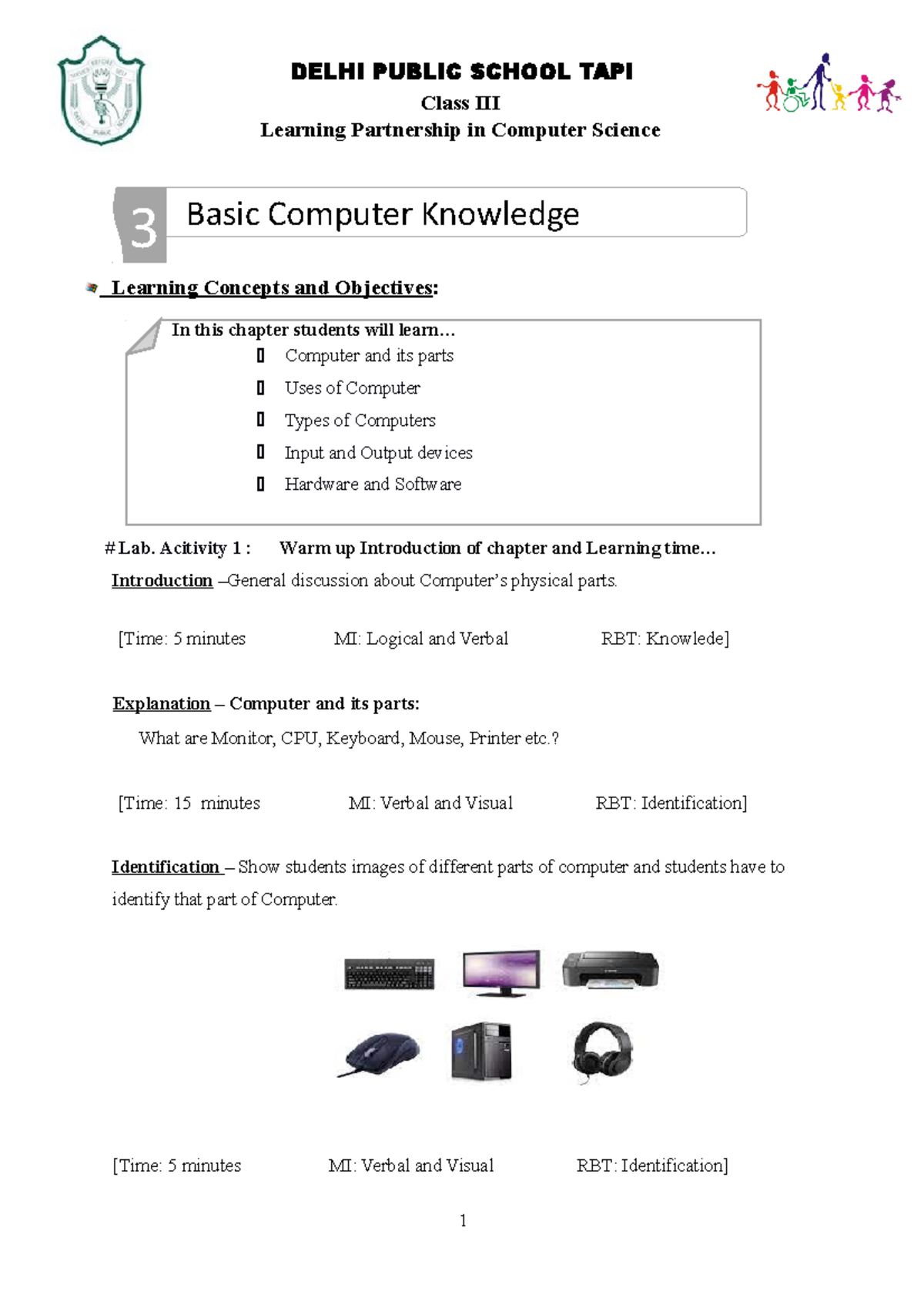 III - LP in CS (3-Computer Basics) - DELHI PUBLIC SCHOOL TAPI Class III ...
