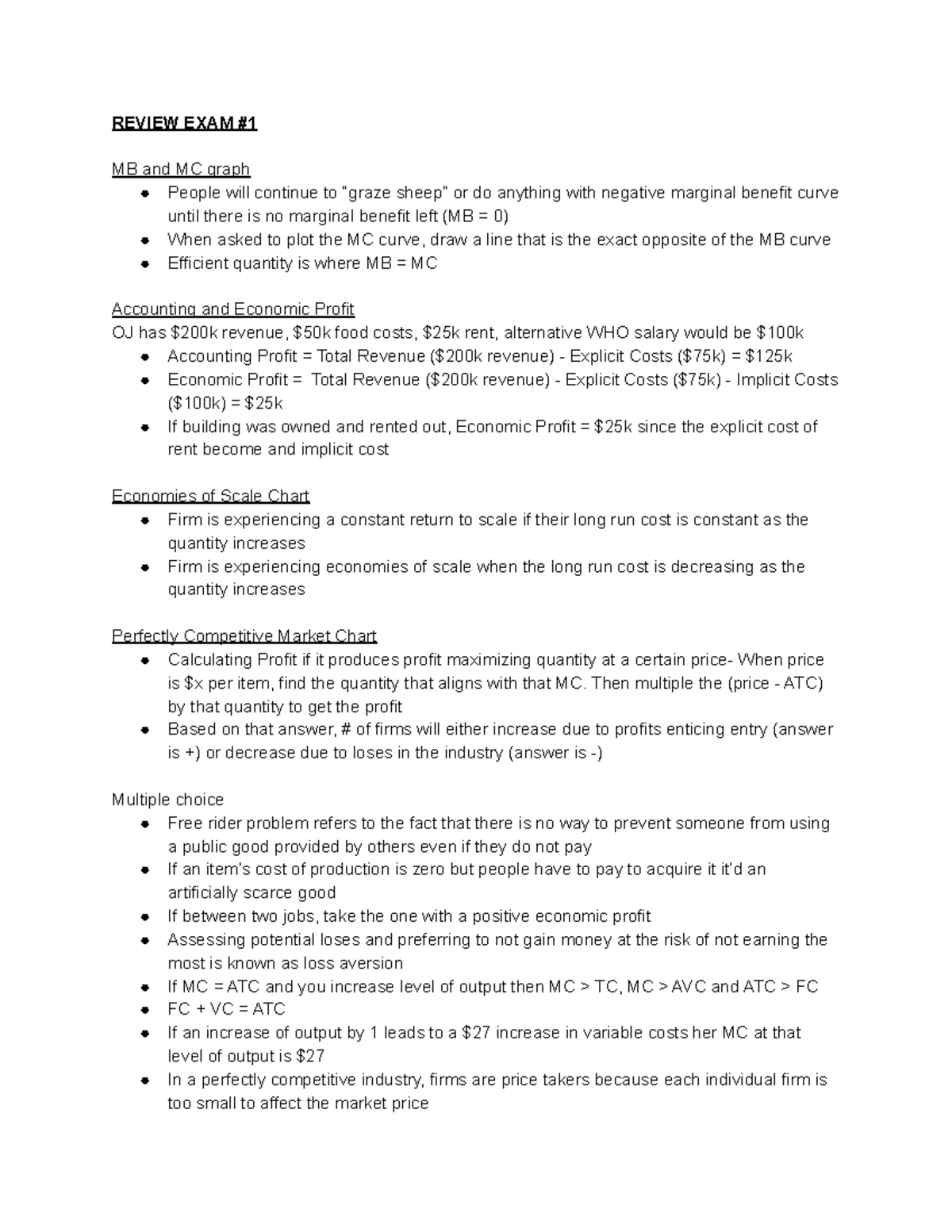 Econ 101 Exam #3 Review - REVIEW EXAM MB and MC graph People will ...