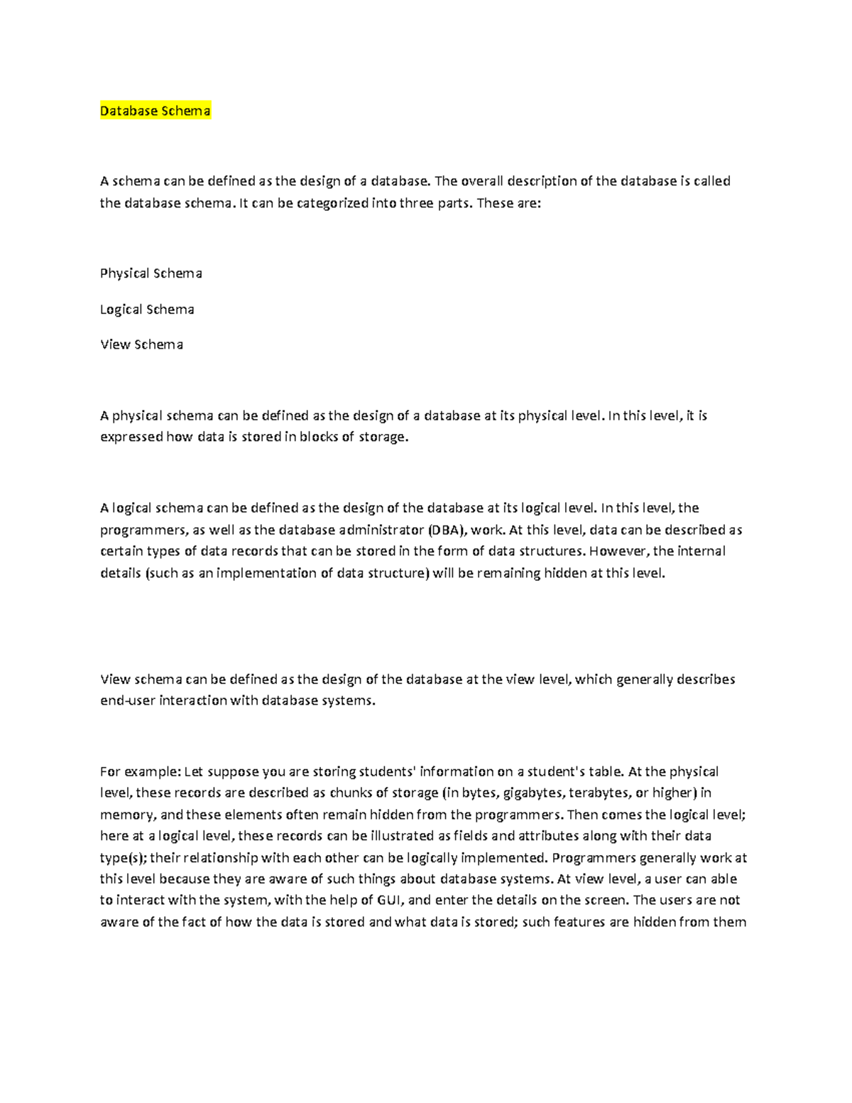 Database Schema-WPS Office - Database Schema A schema can be defined as ...