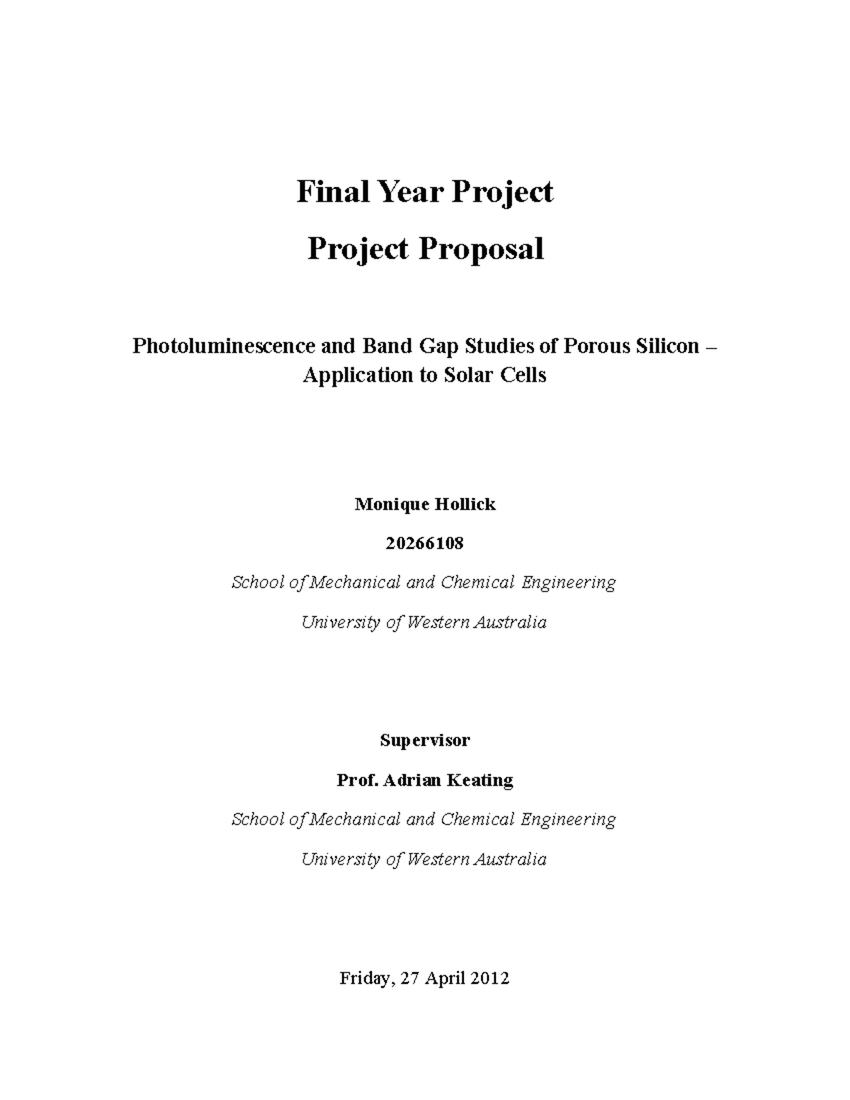 University Final Year Project Proposal Template-42632 - Final Year ...