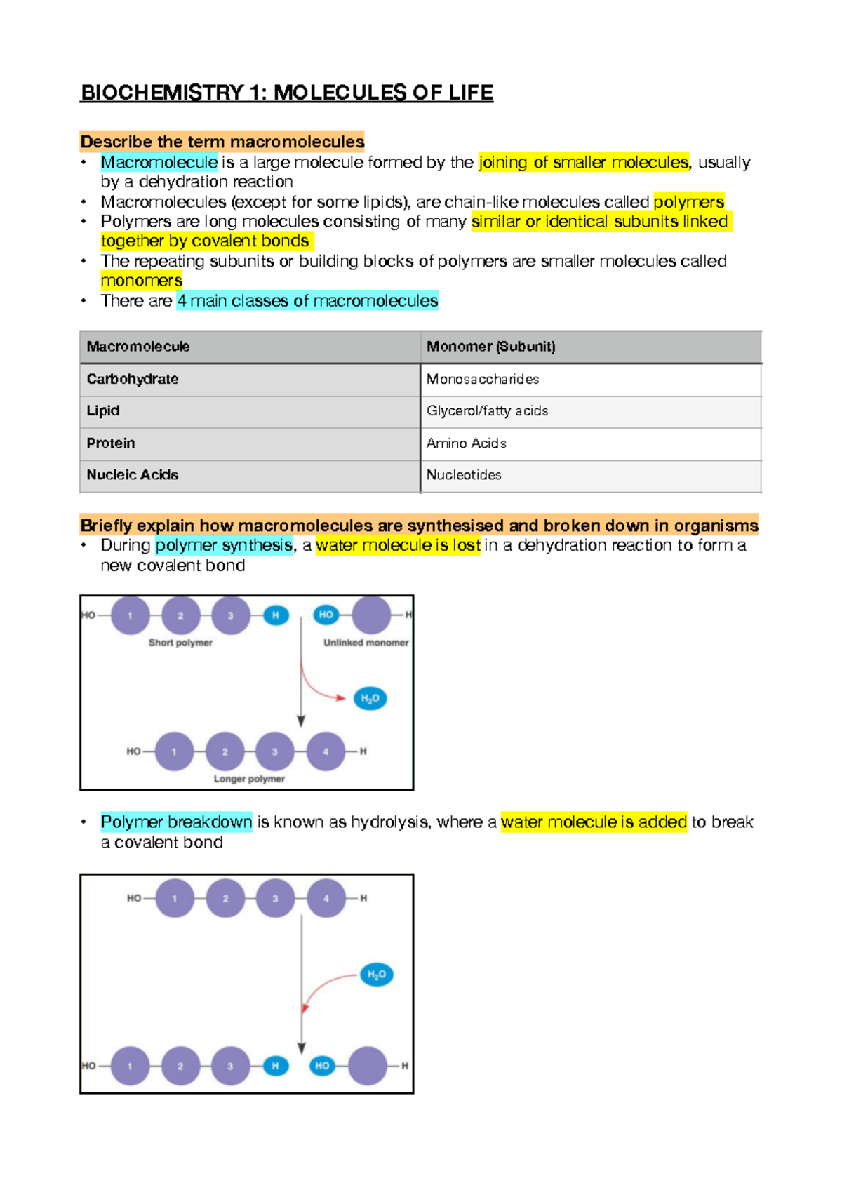 Biochemistry & Microbiology - BIOCHEMISTRY 1: MOLECULES OF LIFE ...