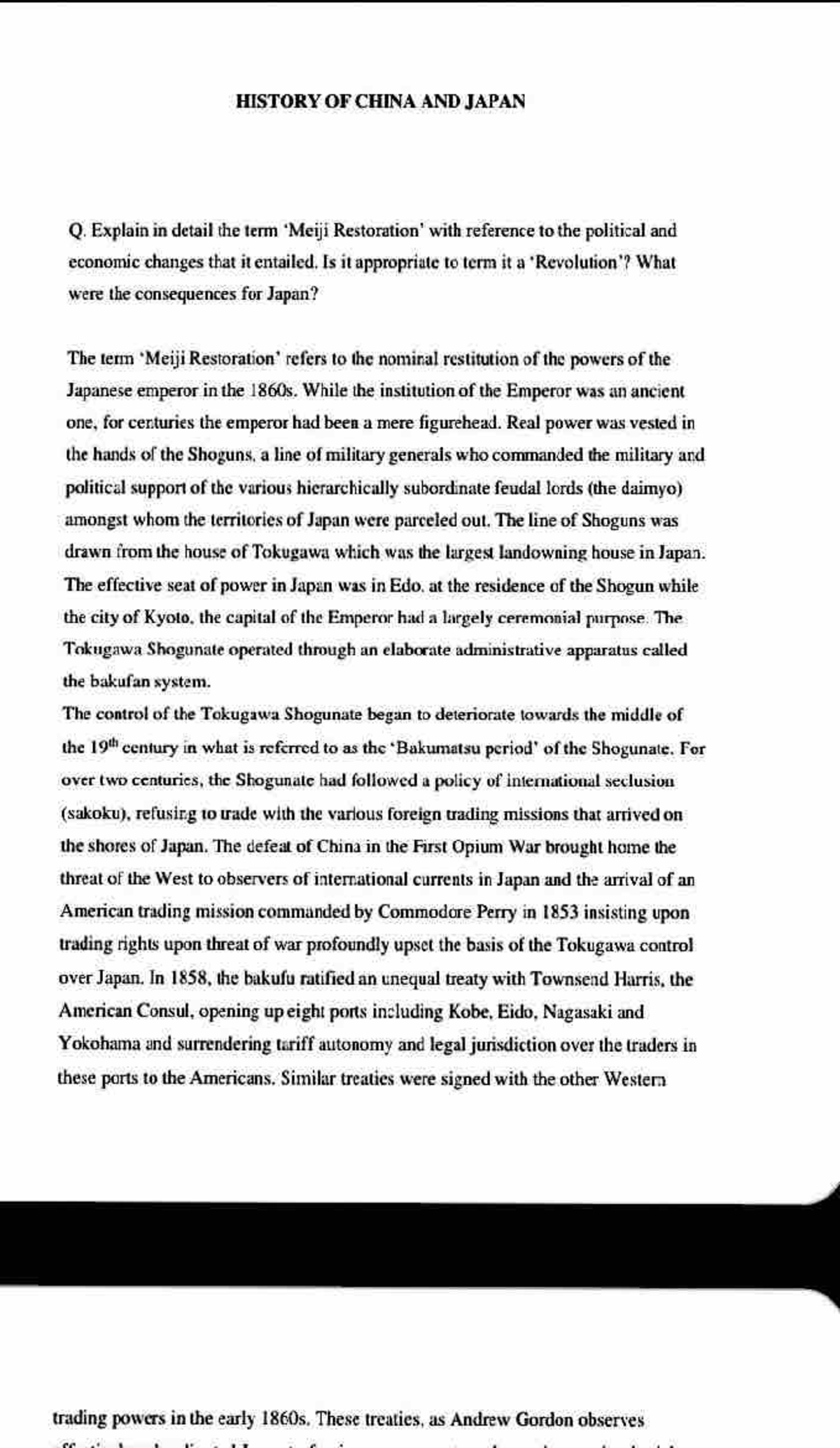 Meiji restoration - Summary Ba Honours History - Studocu
