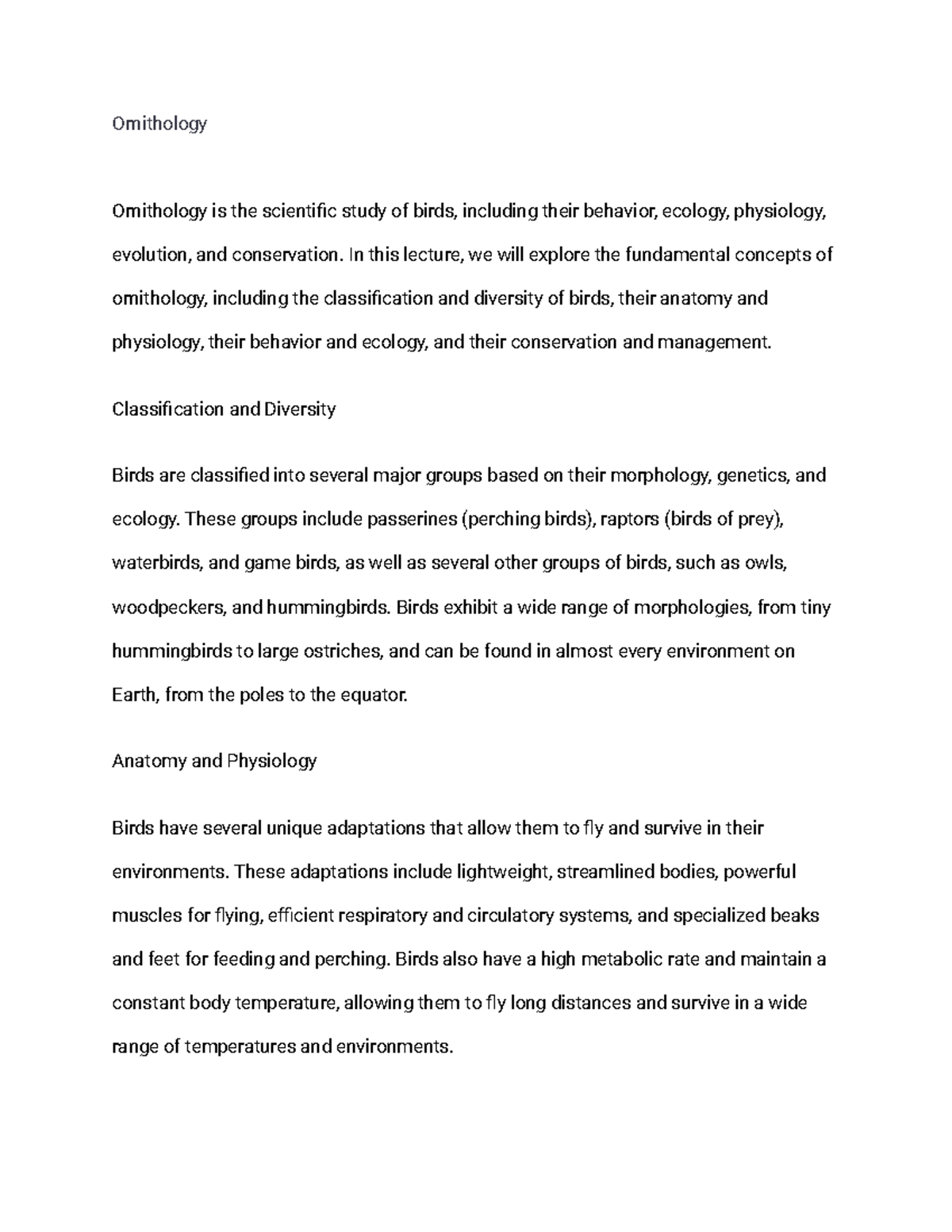 Ornithology - Ornithology Ornithology is the scientific study of birds ...