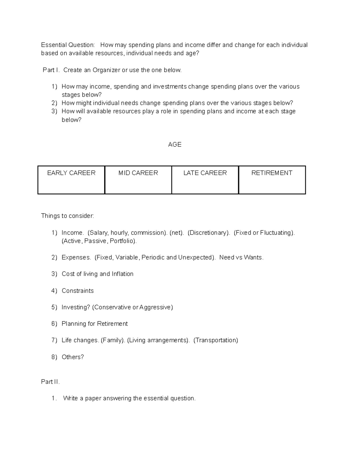 Budget and Management Lesson 2 - Essential Question: How may spending ...