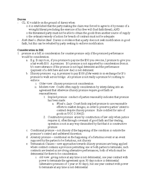 Contracts Law Outline - 1 - 1. Unconscionability a. UCC §2-302 ...