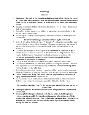 Victimology - book and powerpoint notes - Week 2 - extent, theories ...