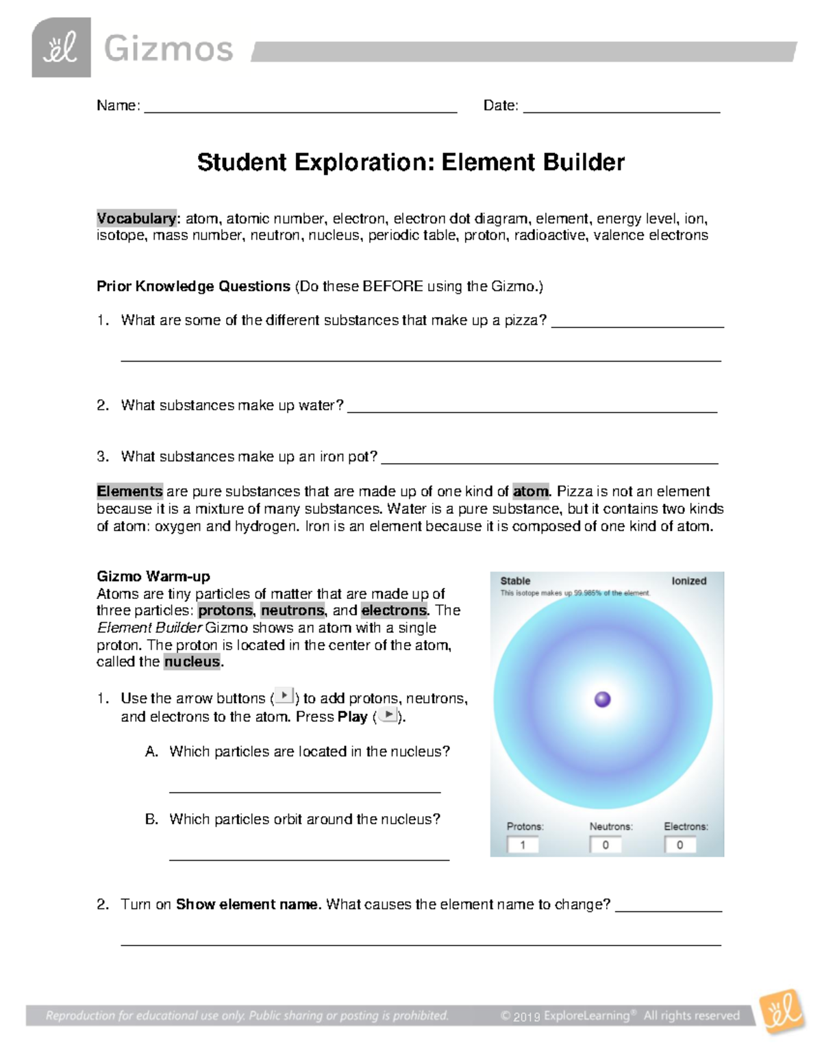 Element Builder SE science work - SED 625SC - CSUN - Studocu