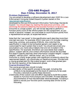 Course Material - CIS 440 - Software Process and Project Management Fall 2017 Instruct or Dr ...