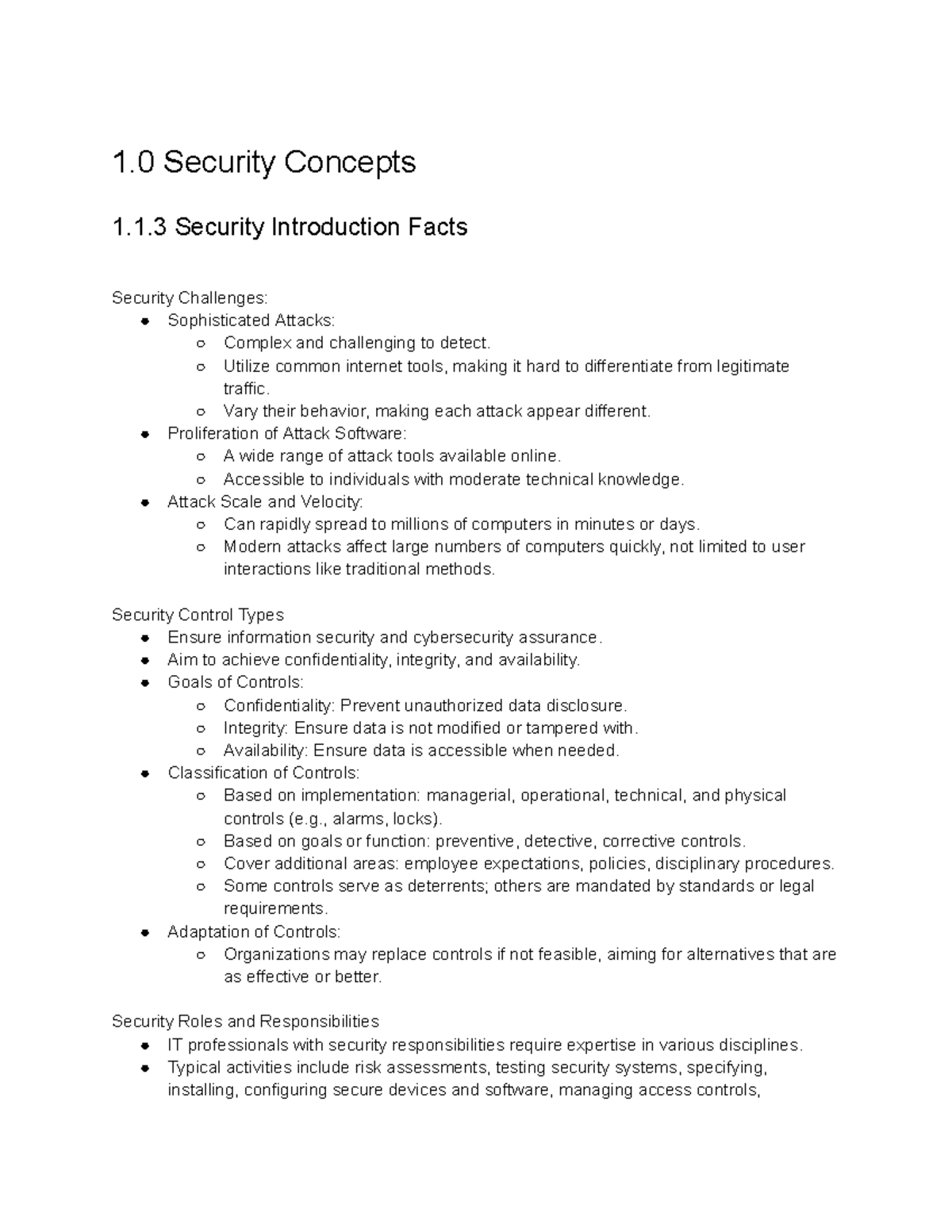 Test Out Security Pro - 1 Security Concepts 1.1 Security Introduction ...