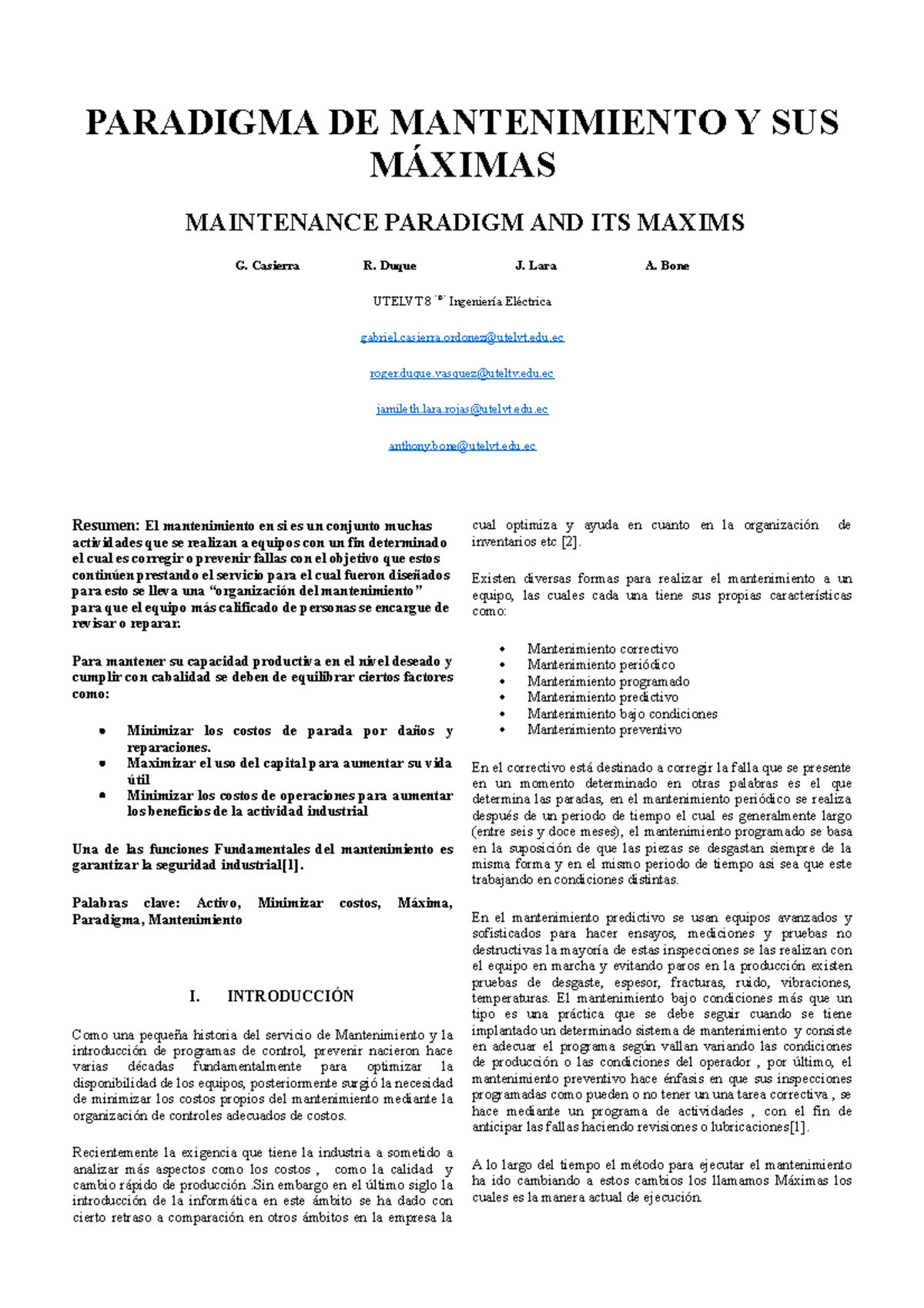 Paradigma DE Mantenimiento Y SUS Máximas (1) - PARADIGMA DE ...