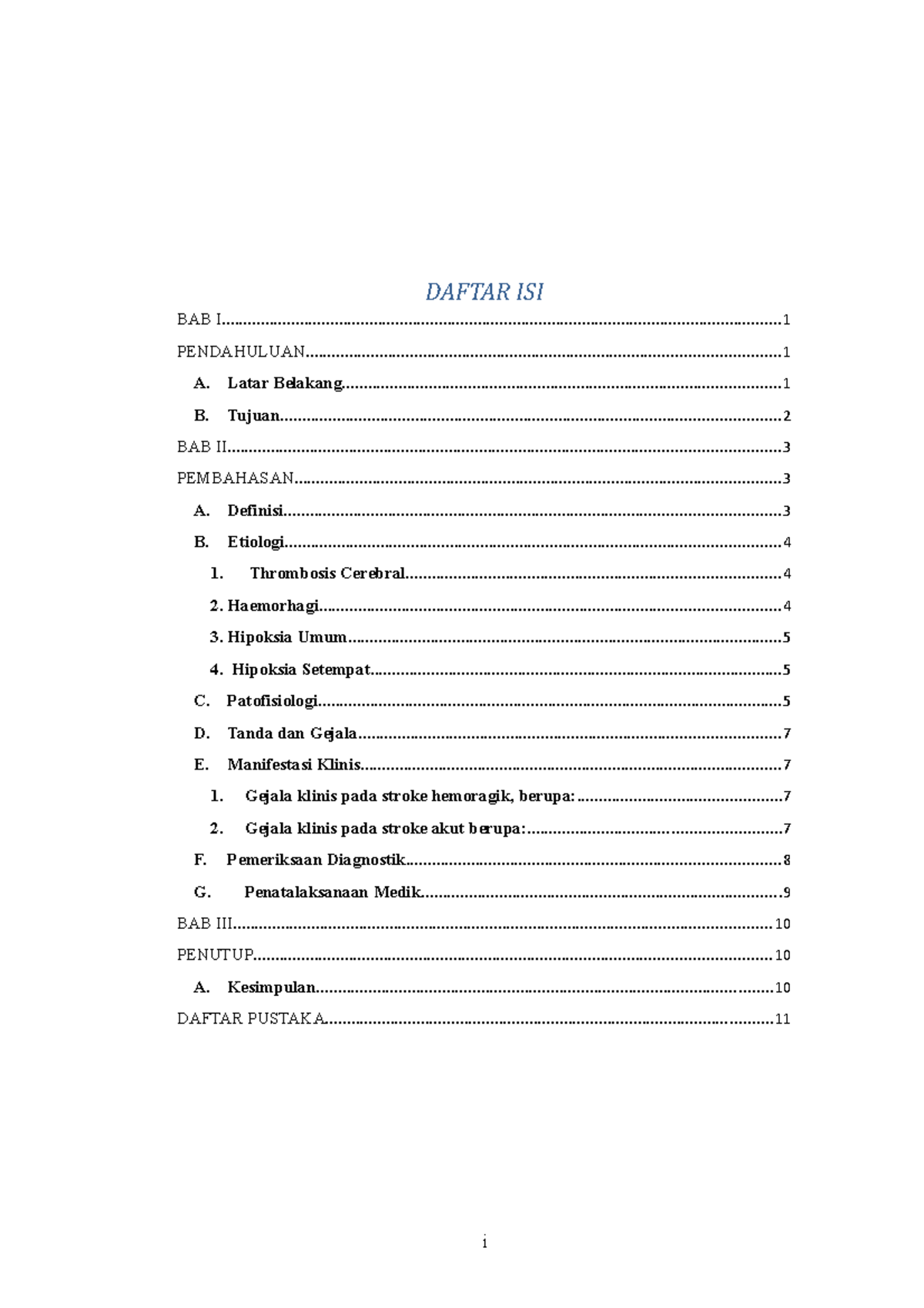 3 Makalah Stroke - DAFTAR ISI BAB - Studocu