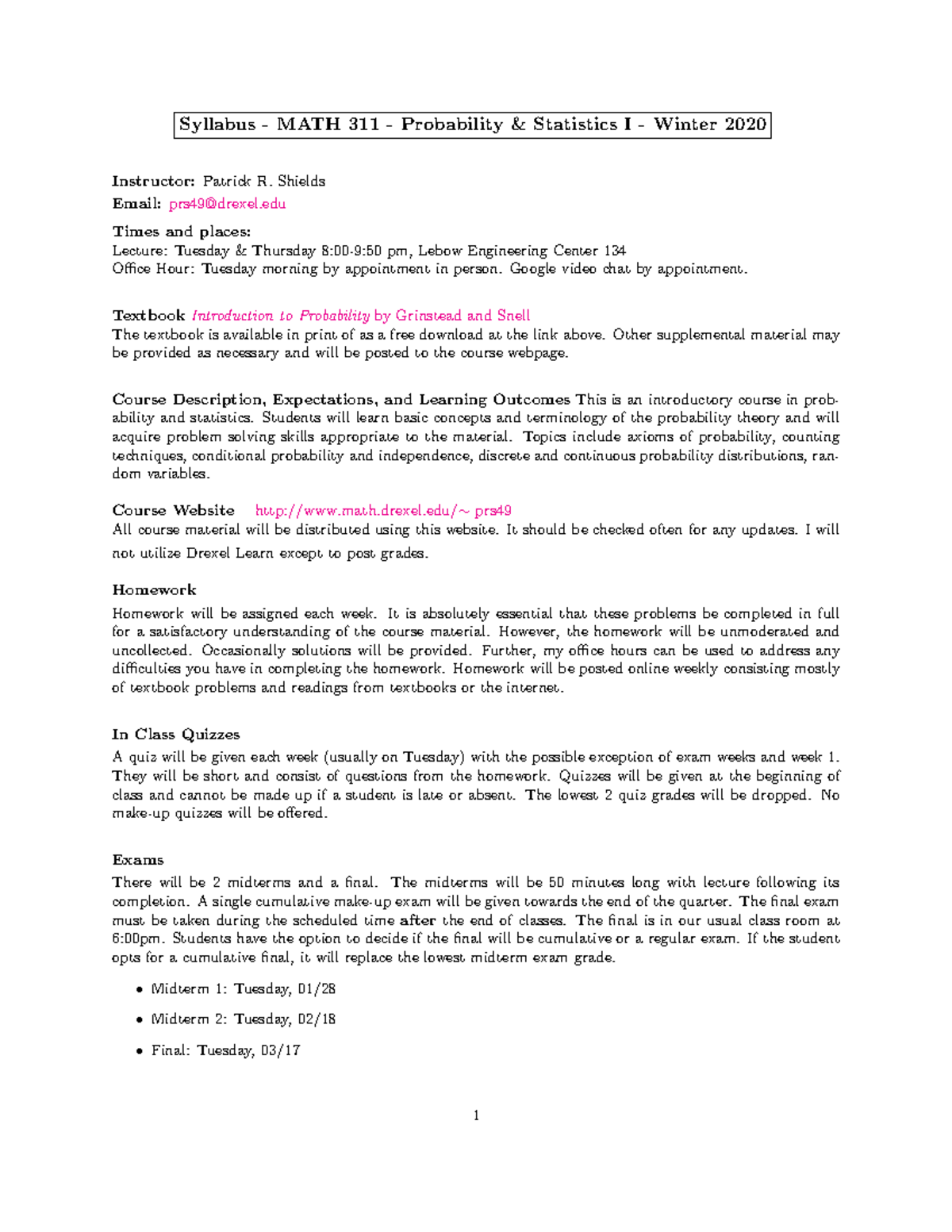 Math 311 Syllabus - Stuff - MATH 311 - Studocu