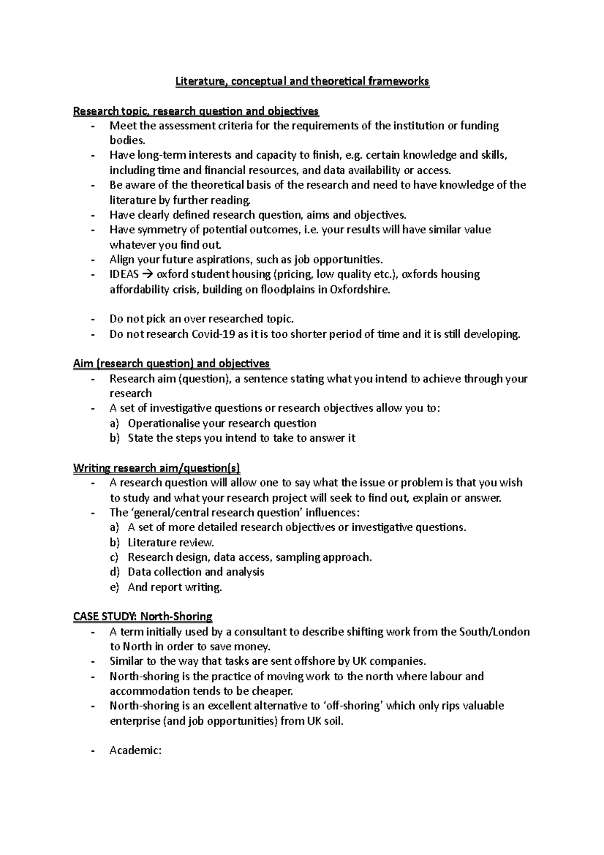 Literature Conceptual and Theoretical Frameworks - Literature ...