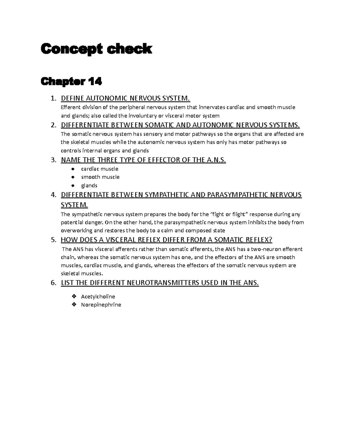 Concept Check Questions-Chapter 14 - Concept check Chapter 14 1. DEFINE ...