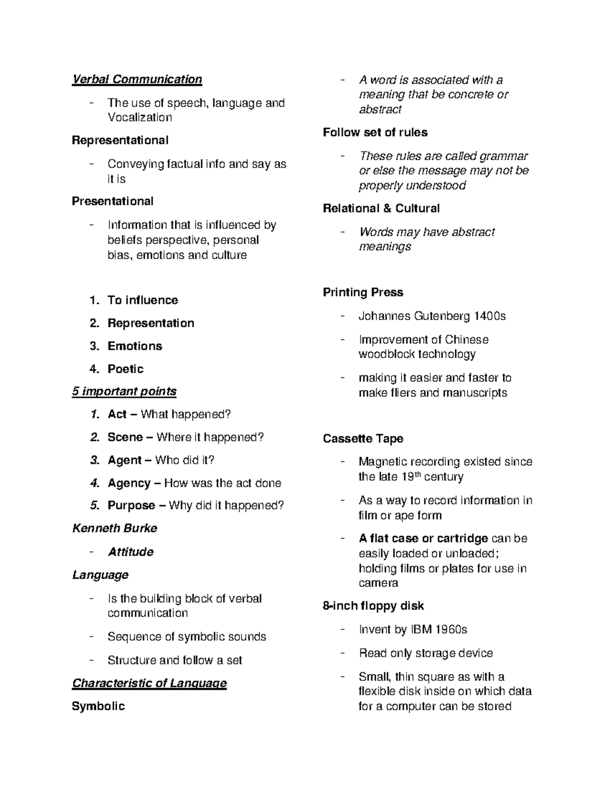 Verbal Communication - Lecture notes 1 - Verbal Communication The use ...