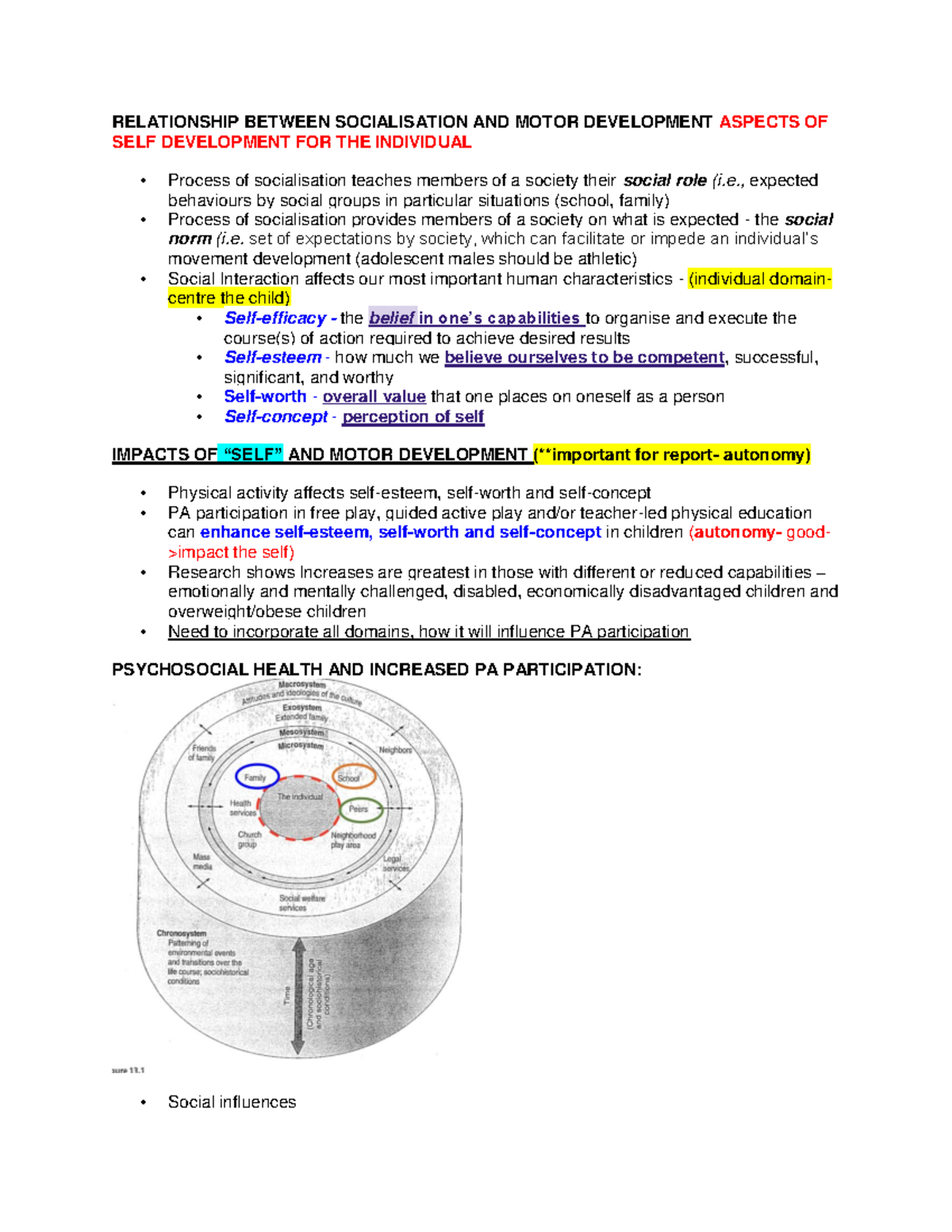 Lec Notes - Aspects of Self Development - RELATIONSHIP BETWEEN ...