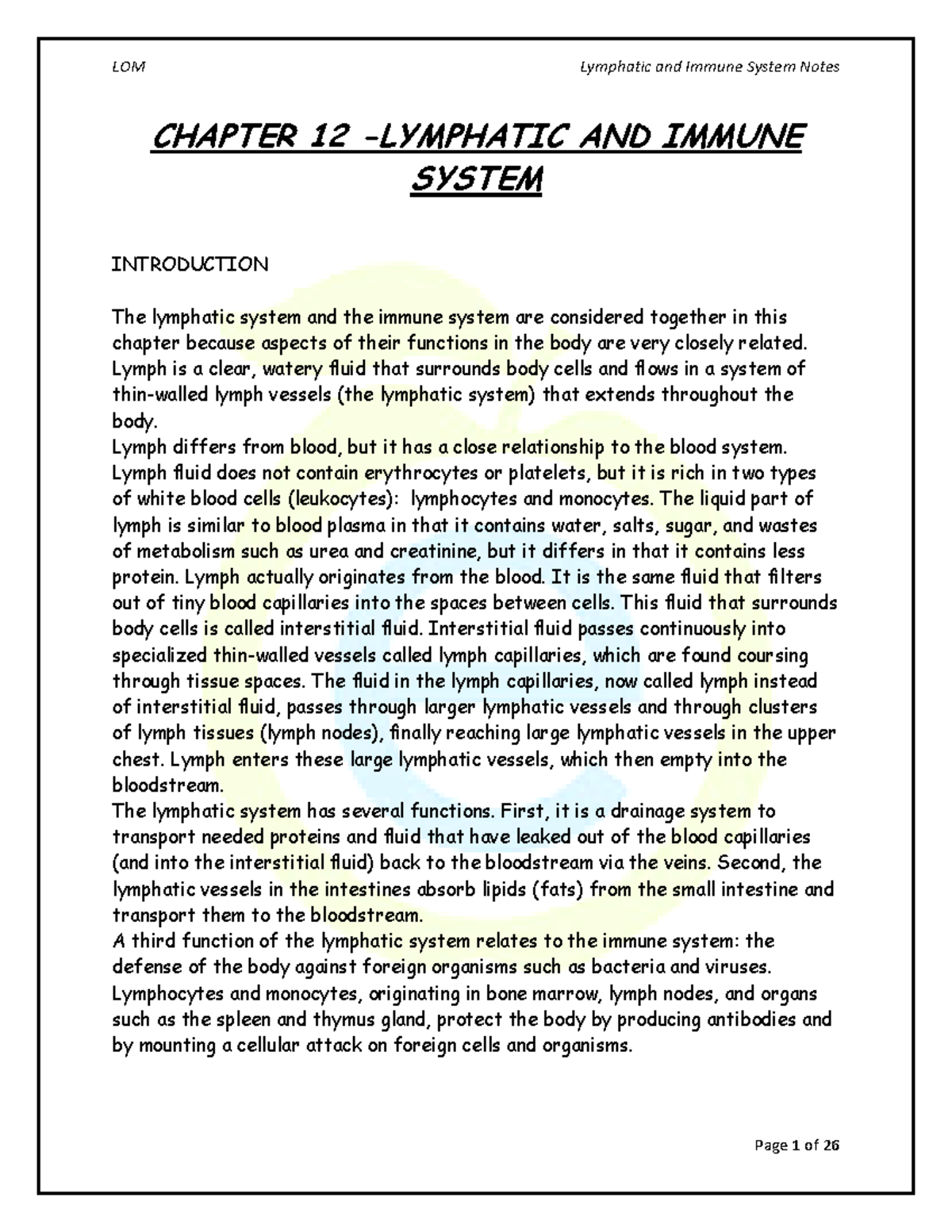 Lymphimmunnotes - Immune system - CHAPTER 12 -LYMPHATIC AND IMMUNE ...