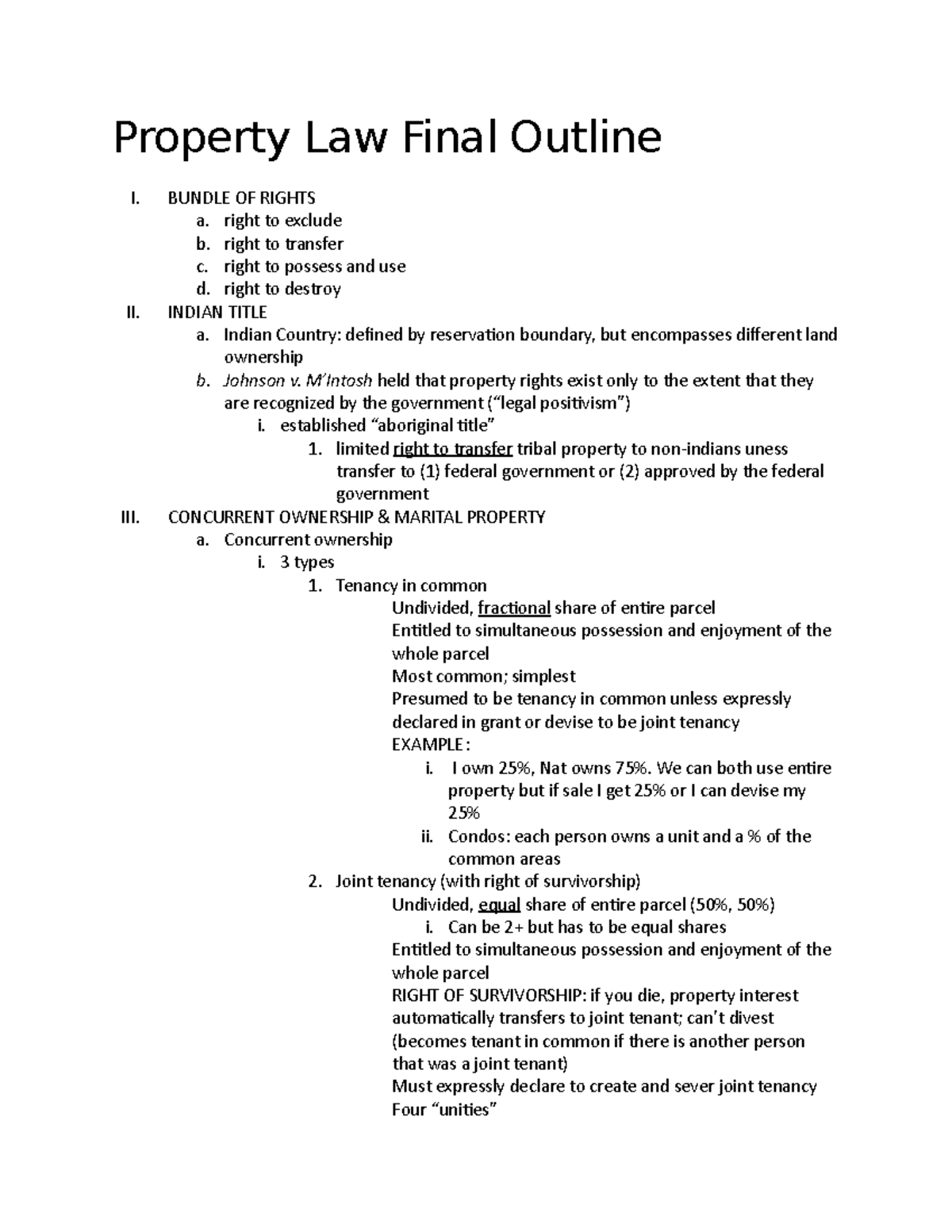 *Detailed* Property Law Final Outline - Property Law Final Outline I ...