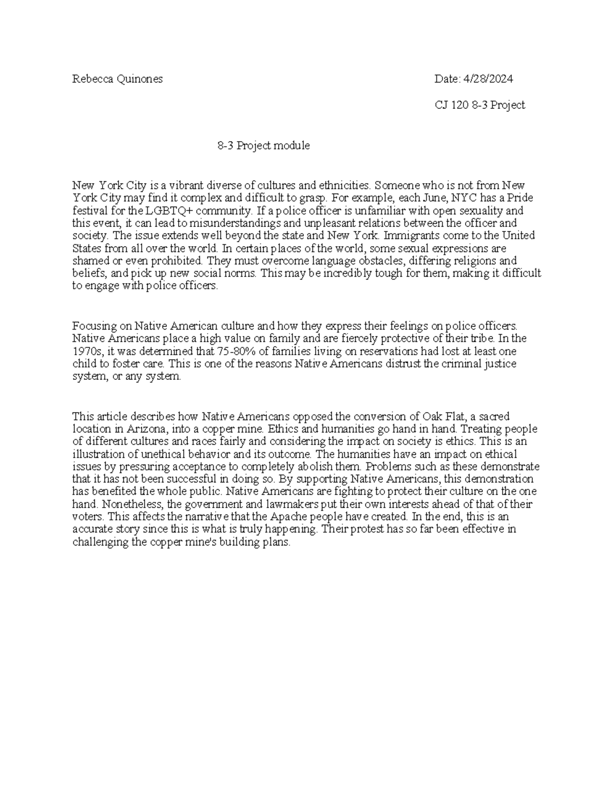 CJ 120 8-3 project - Rebecca Quinones Date: 4/28/ CJ 120 8-3 Project 8 ...