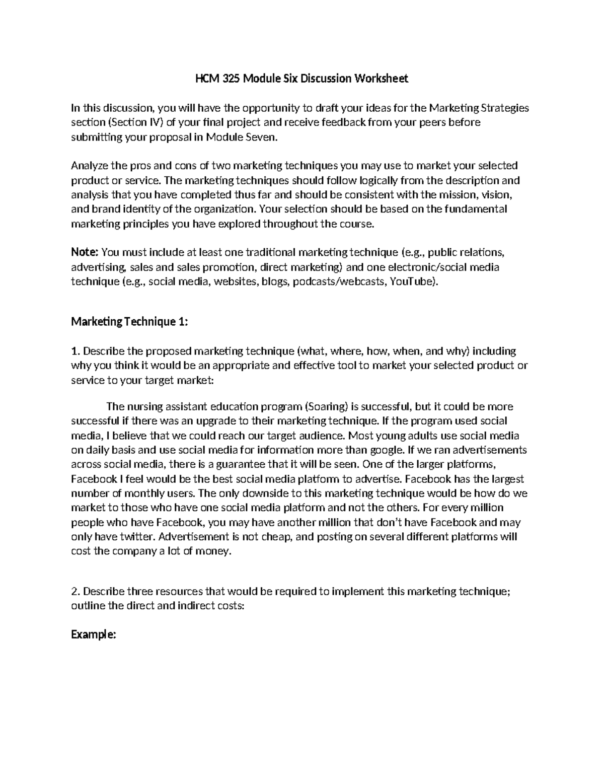 HCM 325 Module Six Discussion Worksheet 11 - HCM 325 Module Six ...