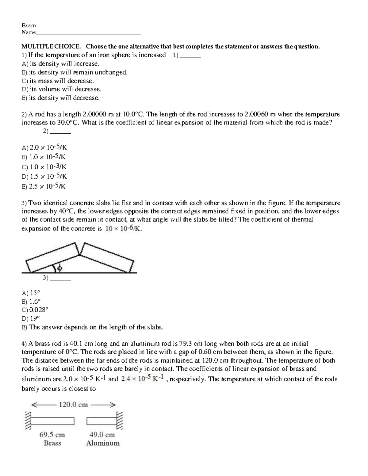 Tutorial 15b Ch17 - Exam Name___________________________________ MULTIPLE CHOICE. Choose the one ...