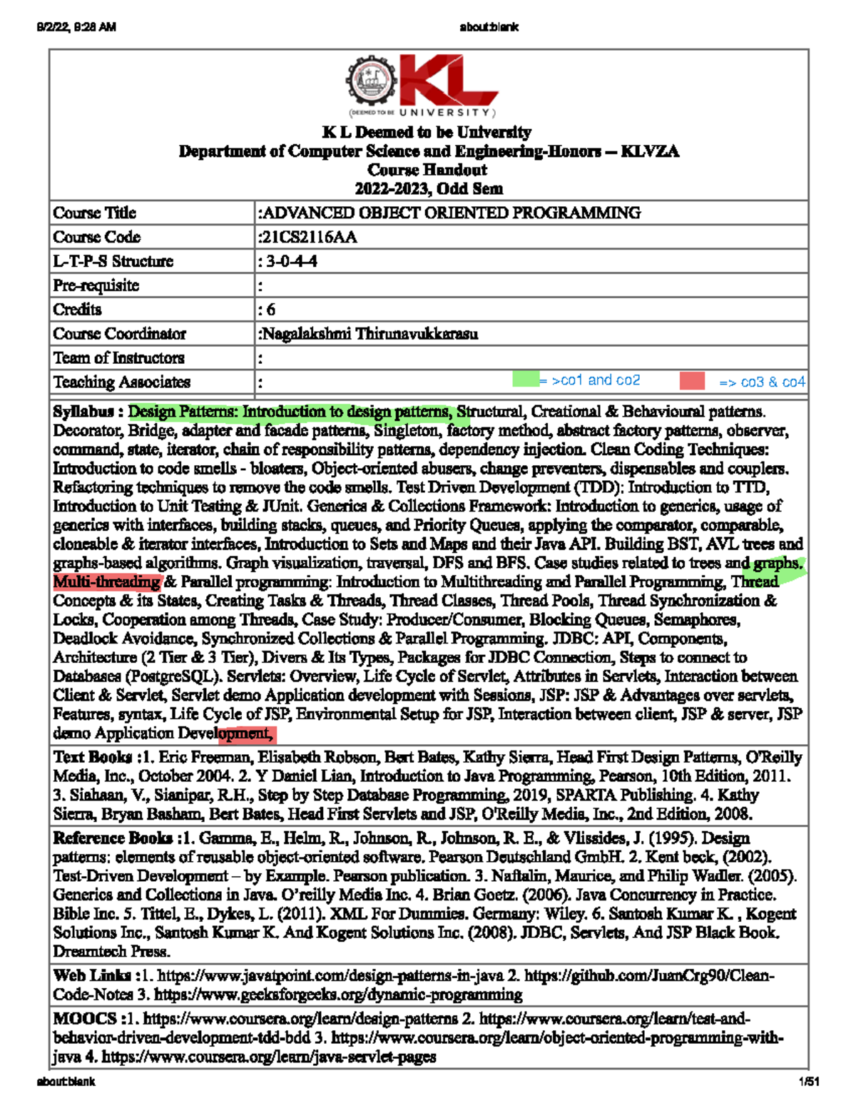 Course handout - dafdf - Advanced Programming Practice - Studocu