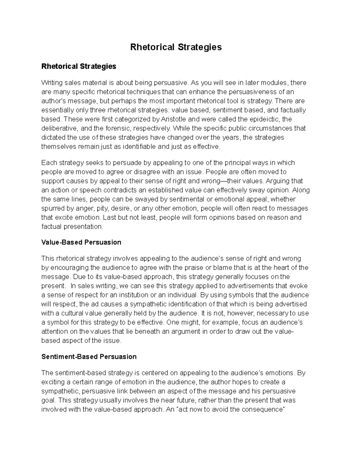 Rhetorical Strategies - Rhetorical Strategies Rhetorical Strategies ...