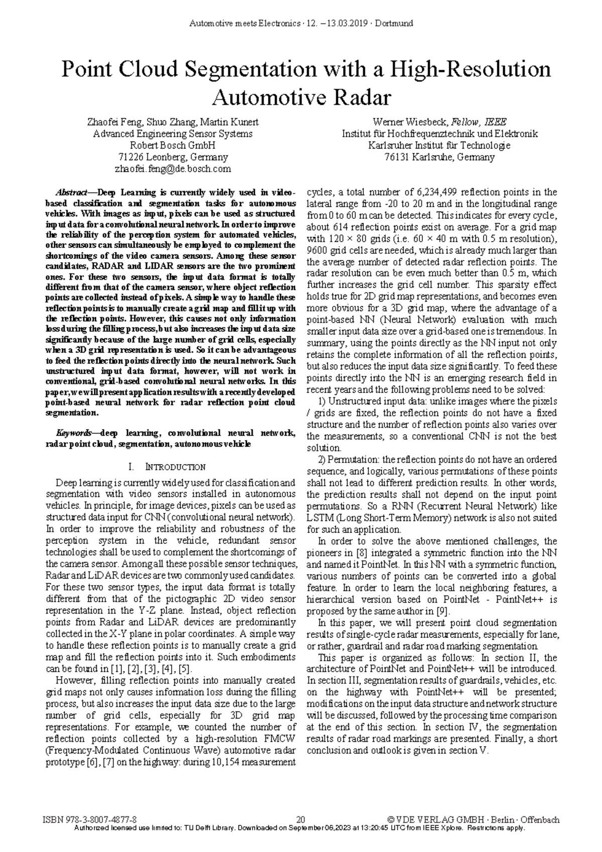 Point Cloud Segmentation with a High-Resolution Automotive Radar ...