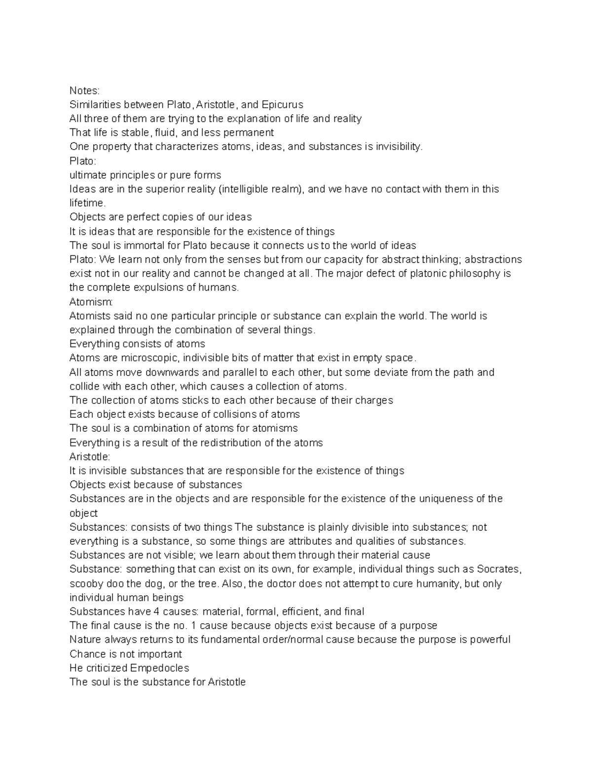 Similarities between Plato, Aristotle, and Epicurus - Plato: ultimate ...