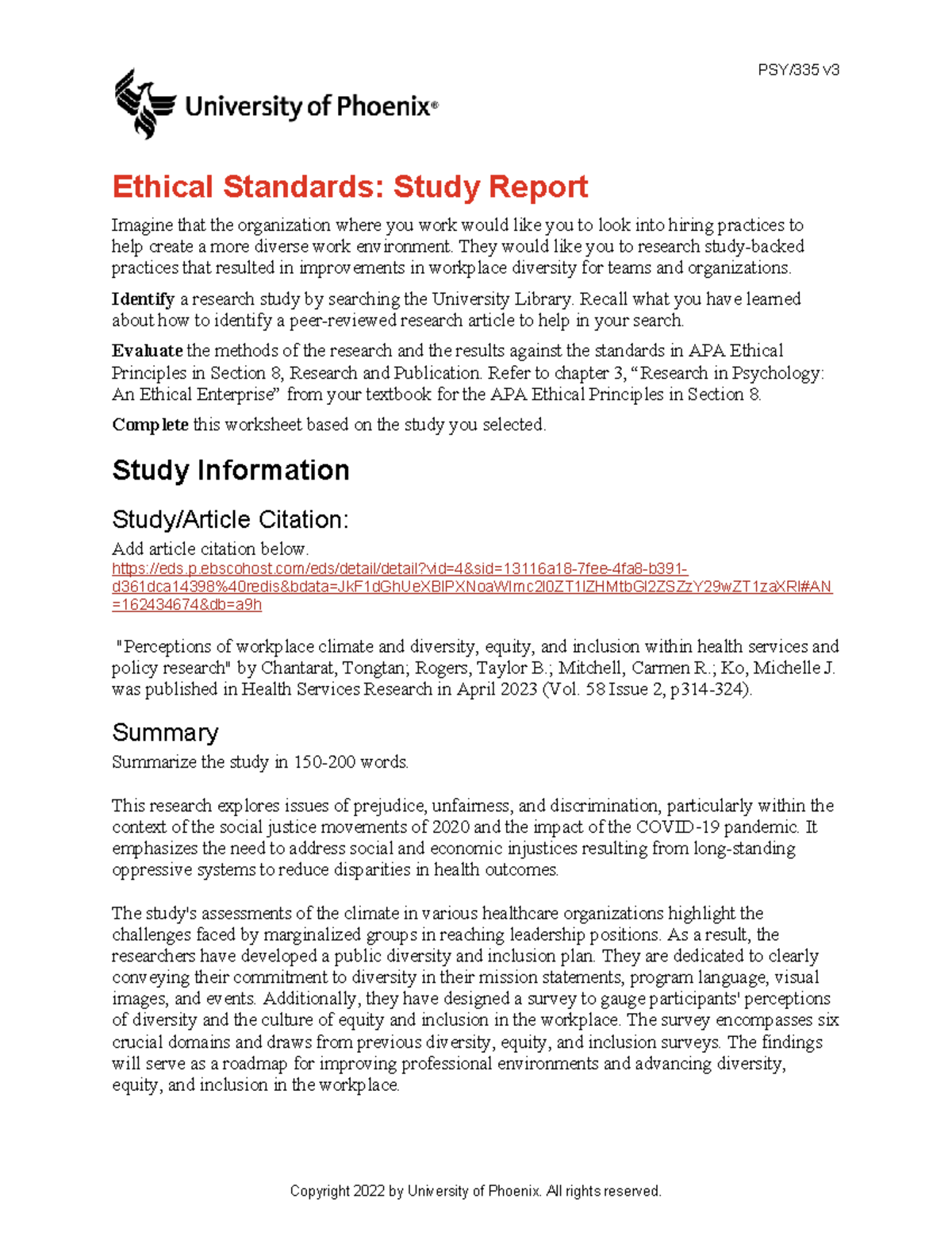 Ethical Standards week 5 final assigment - PSY/335 v Ethical Standards ...