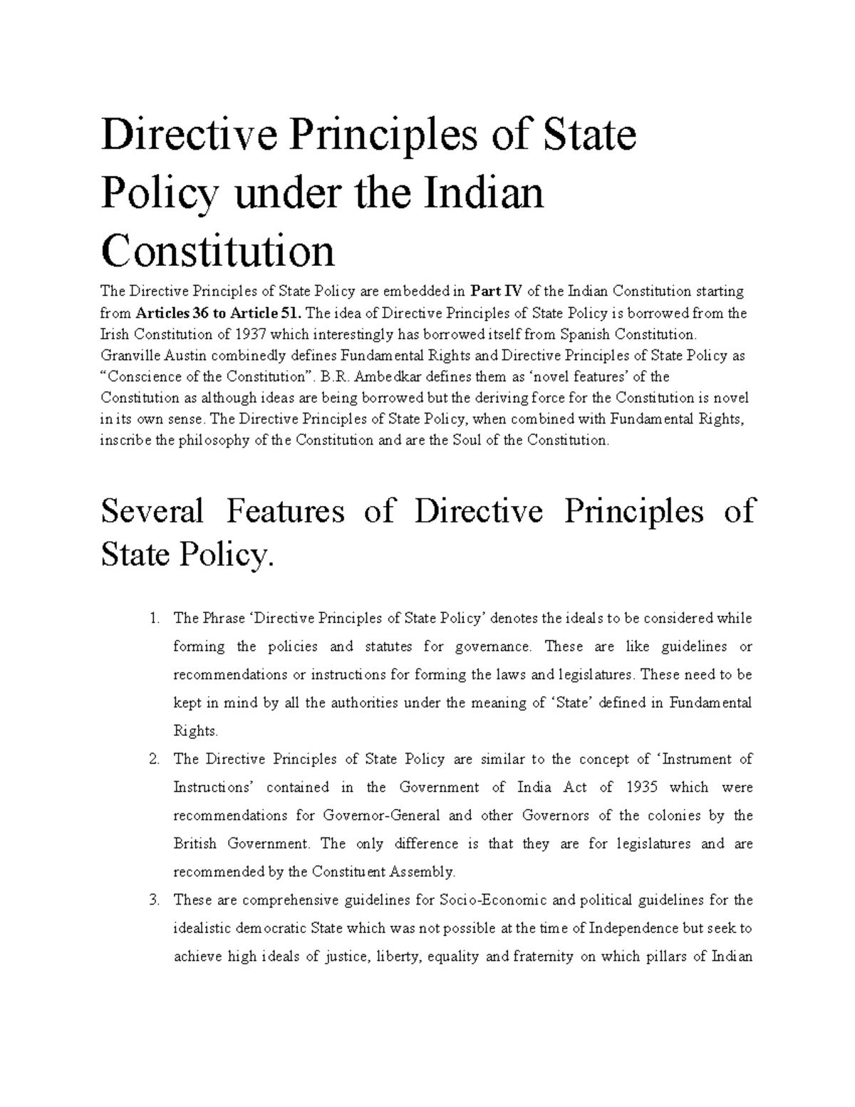 Directive Principles Of State Policy Under The Indian Constitution