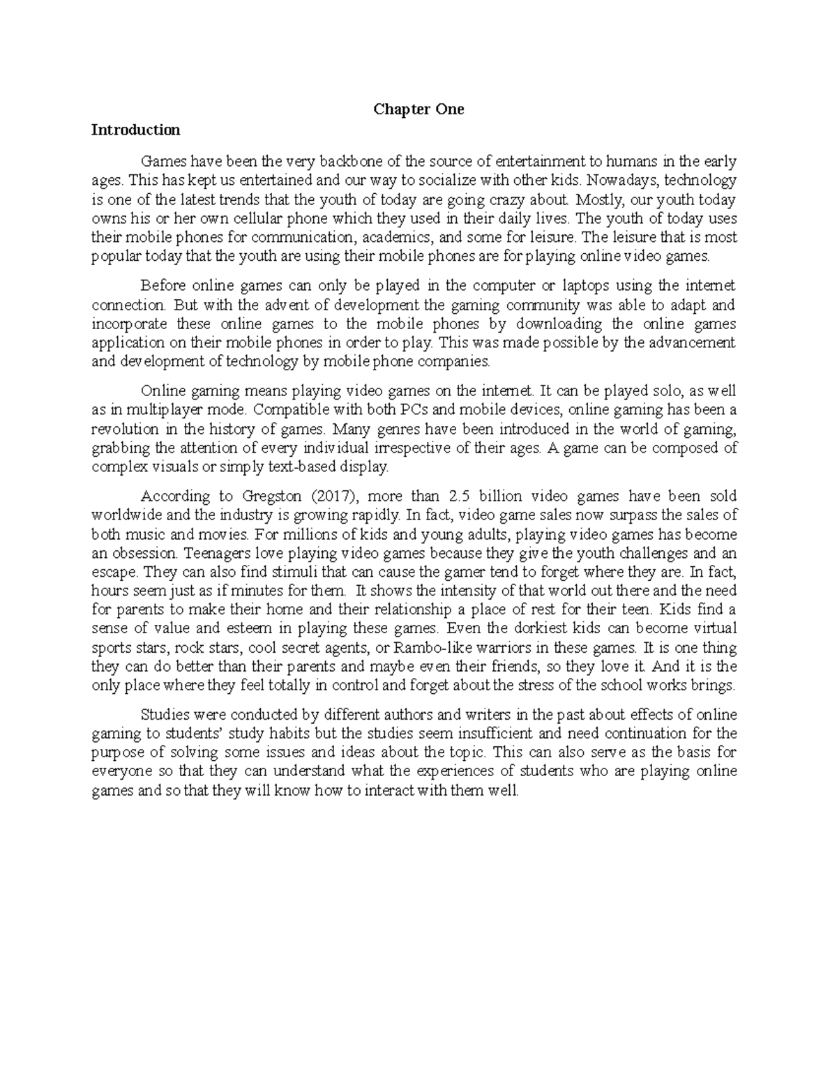 Chapter 1 RDL1 - Chapter One Introduction Games have been the very ...