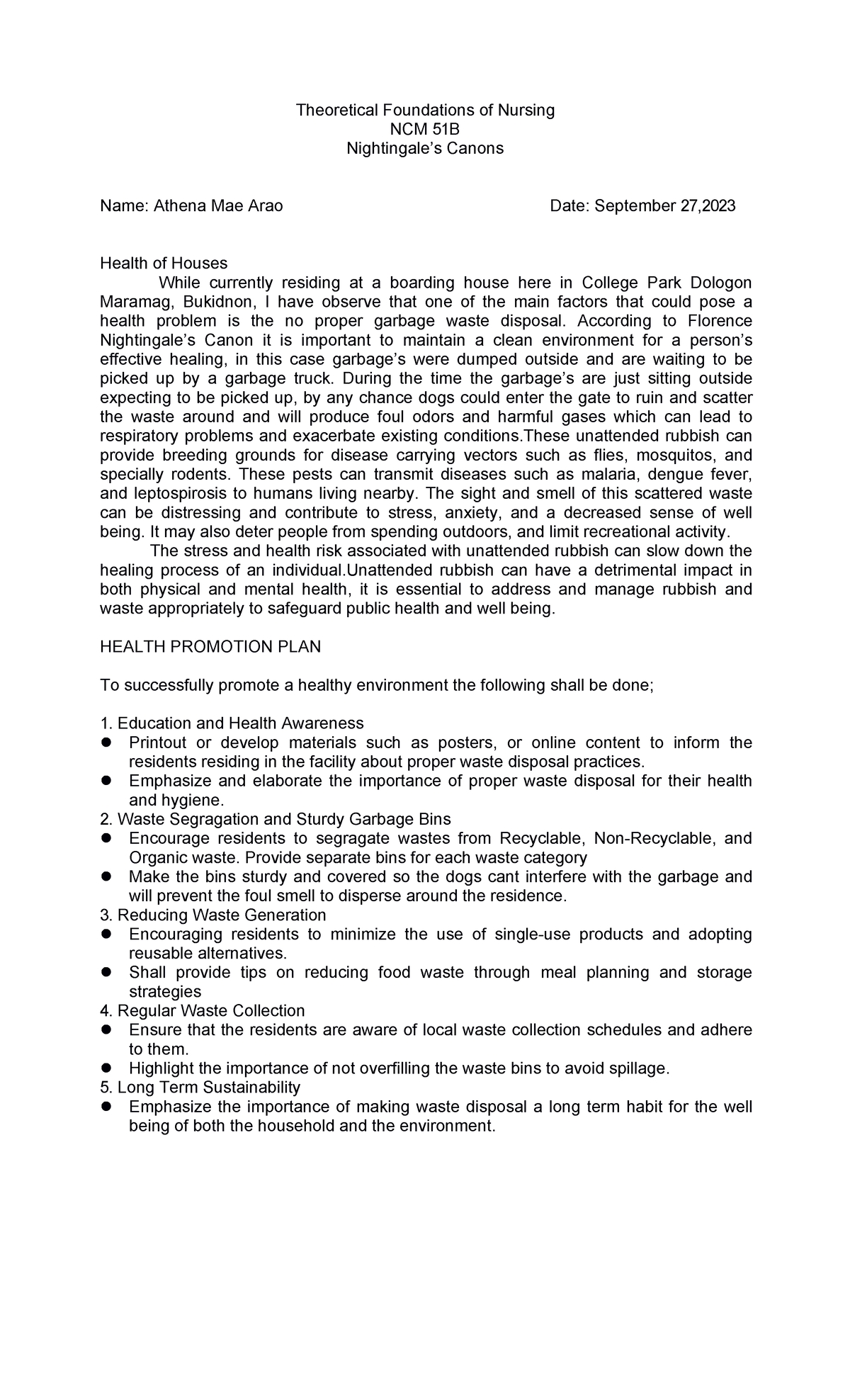 Health-promotion-plan-Theoretical-Foundations-of-Nursing - Theoretical ...