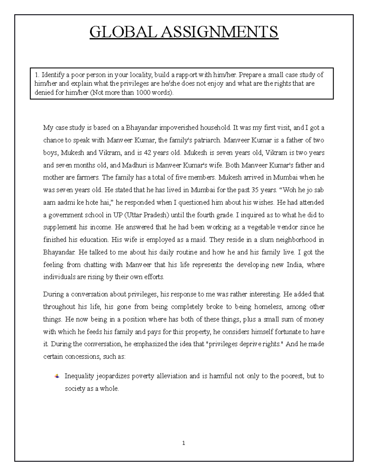 Global Movements Assignment - GLOBAL ASSIGNMENTS My case study is based ...