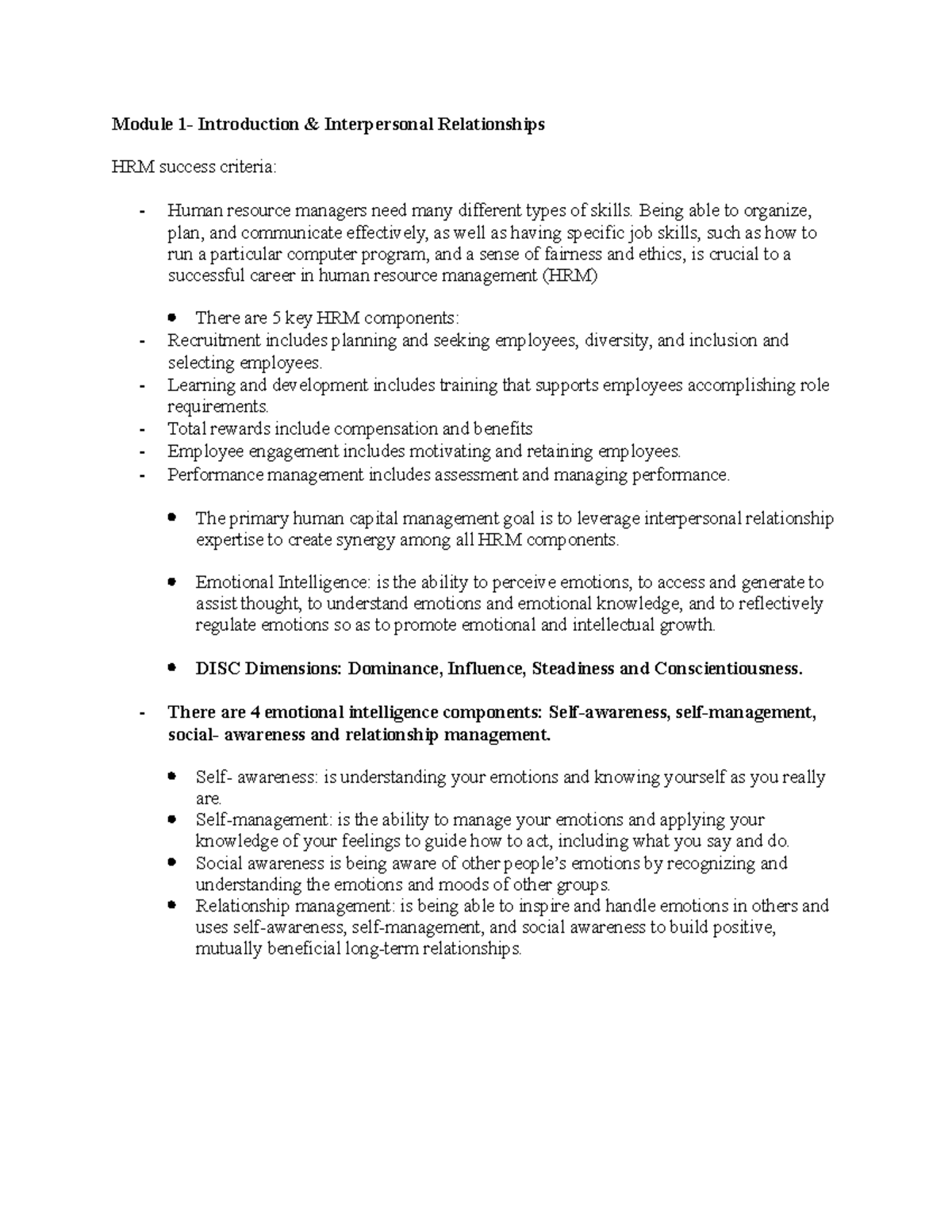 MGTM 3237 - CHAPTER 1 NOTES - Module 1- Introduction & Interpersonal ...