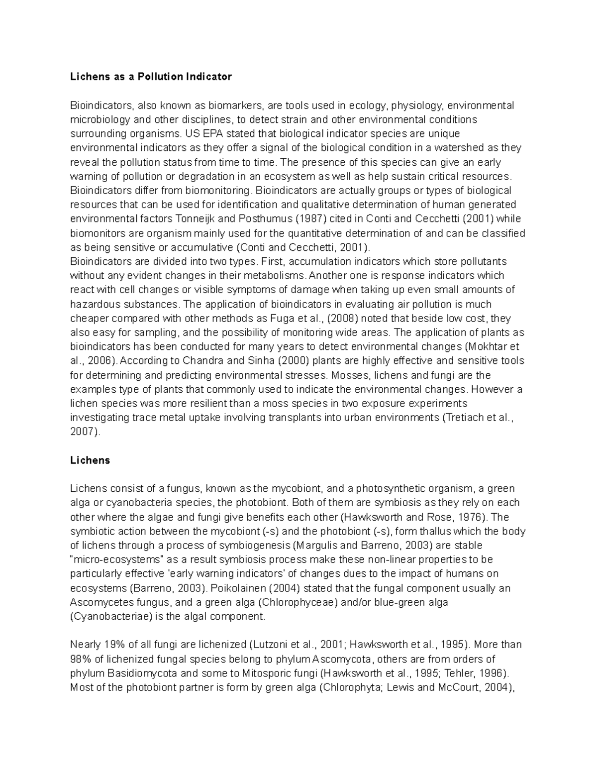The use of Lichens as a Pollution Indicator - Lichens as a Pollution ...
